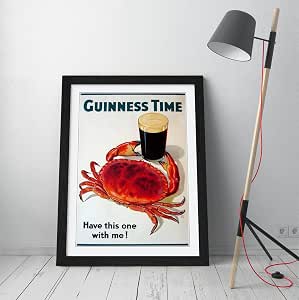 CANVAS MONKEY Vintage Guinness Time Crab Poster Advert Pub - Framed ...