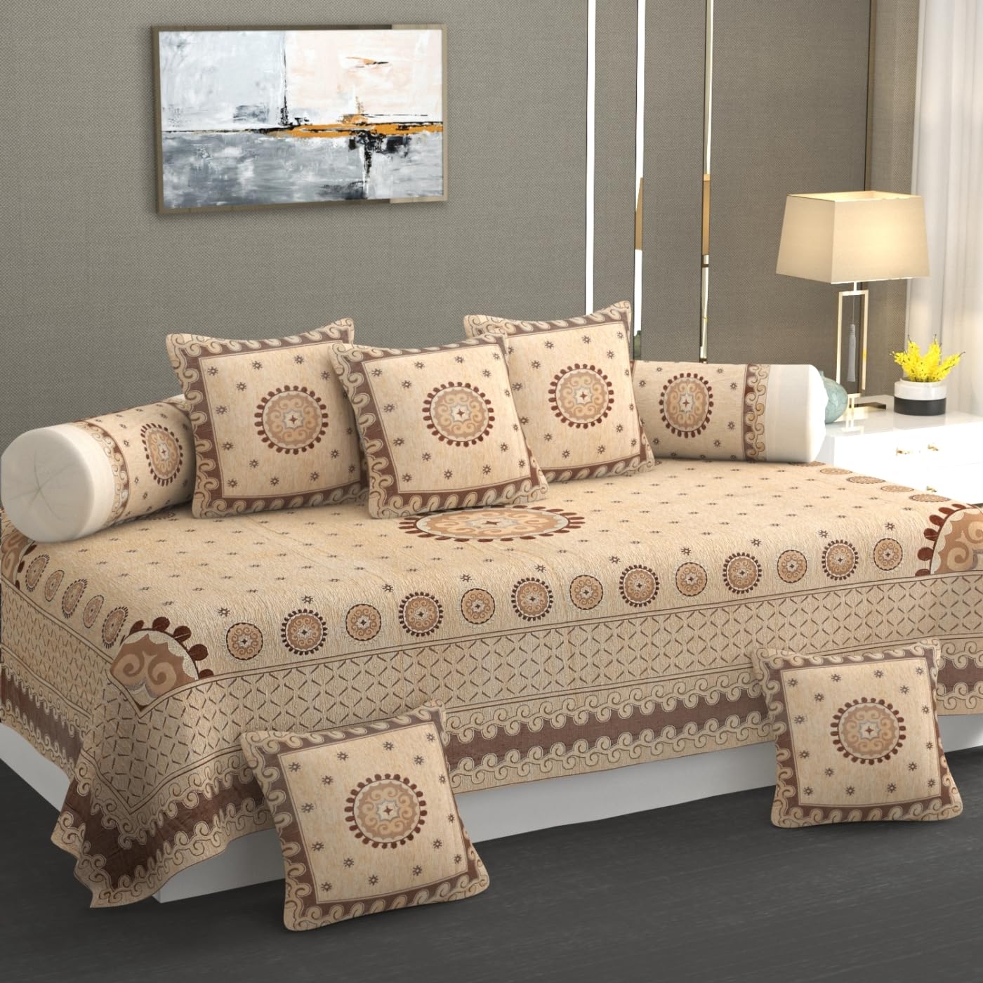 Buy MULTITEX Diwan Set 8 Piece Combo Bedsheet for Living Room - Diwan ...