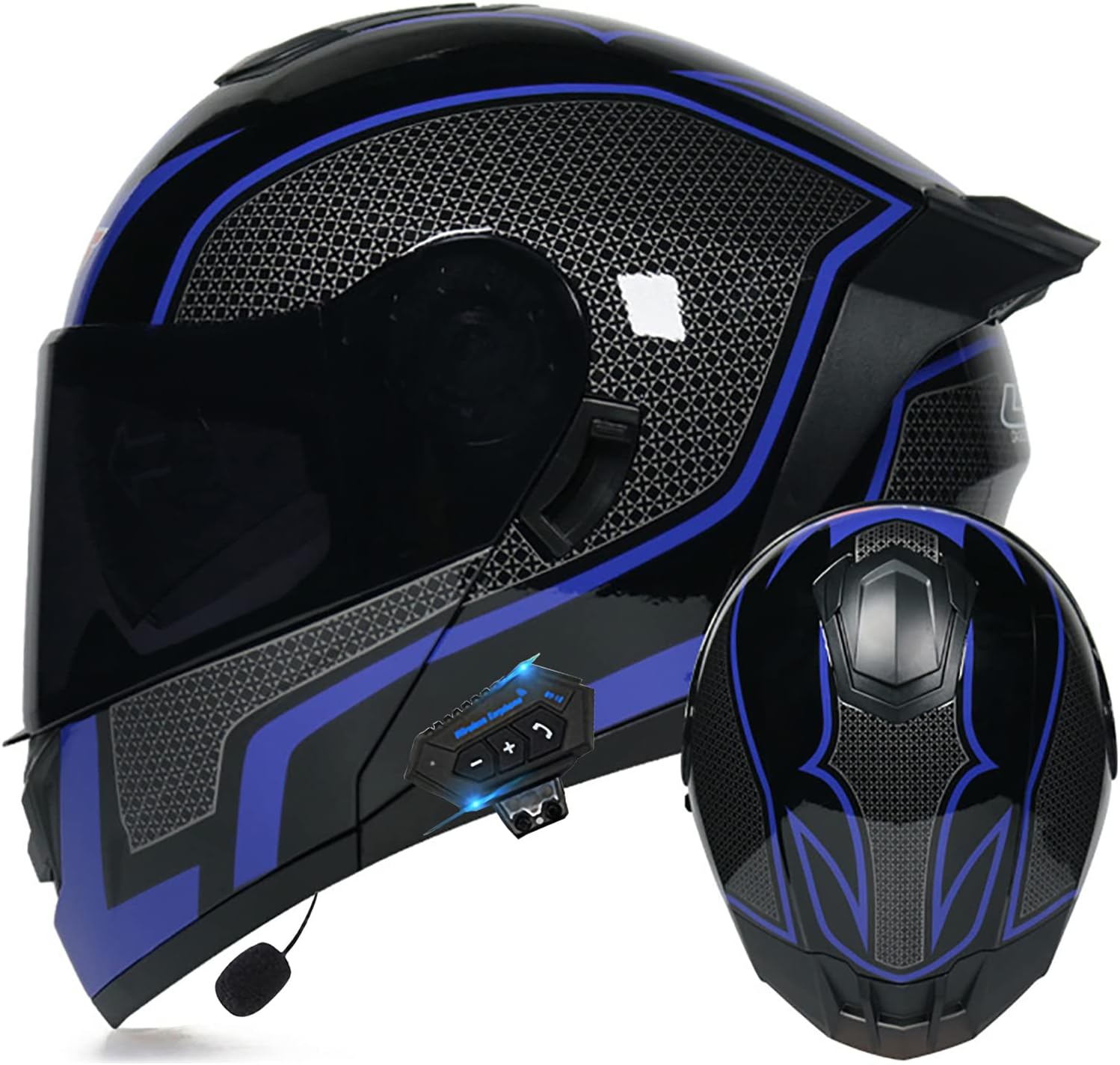 Integralhelm Helm mit Bluetooth Klapphelm Motorradhelm Integriert ...