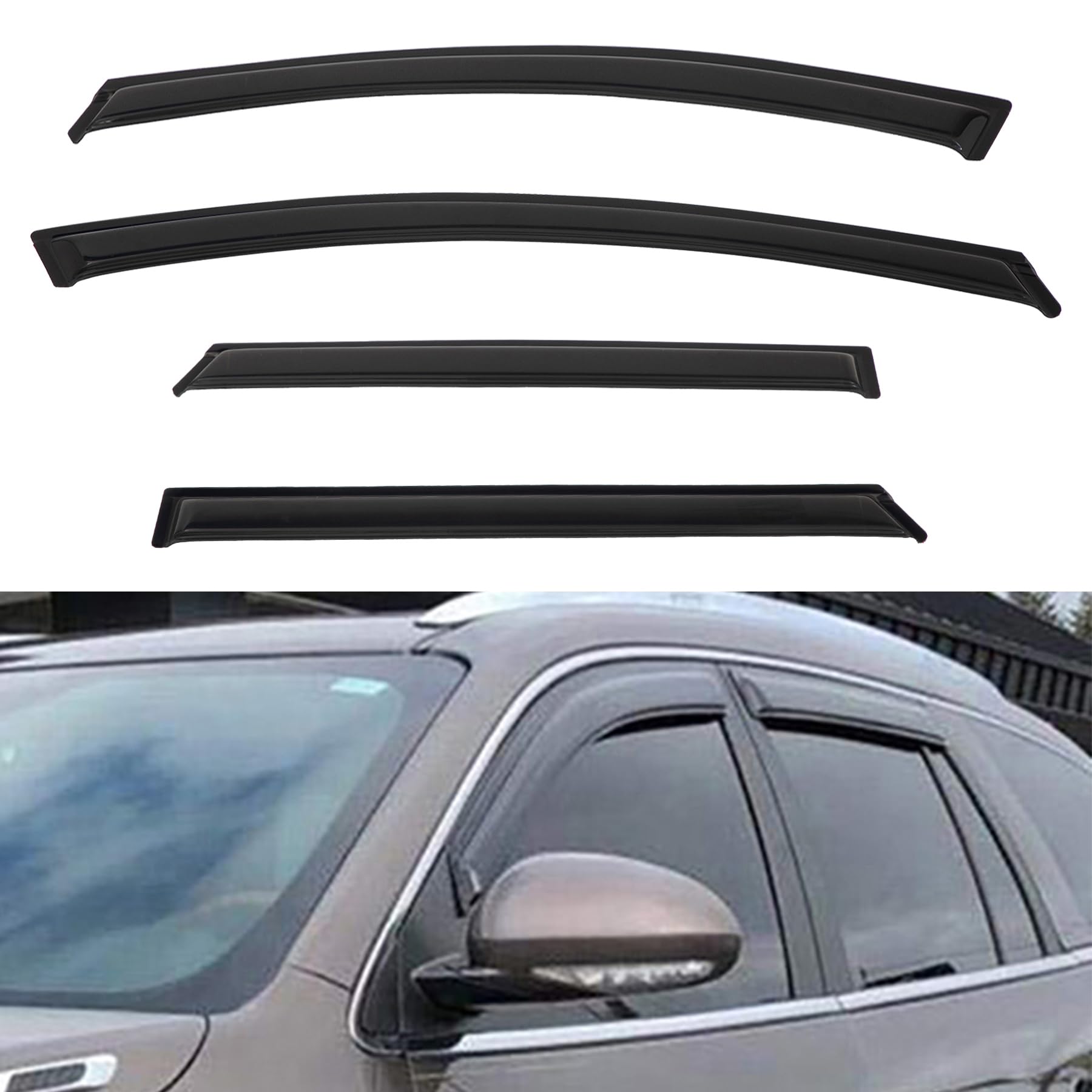 LQQDP 4pcs Front+Rear Smoke Tint Sun/Rain Guard Outside Mount Tape-On ...