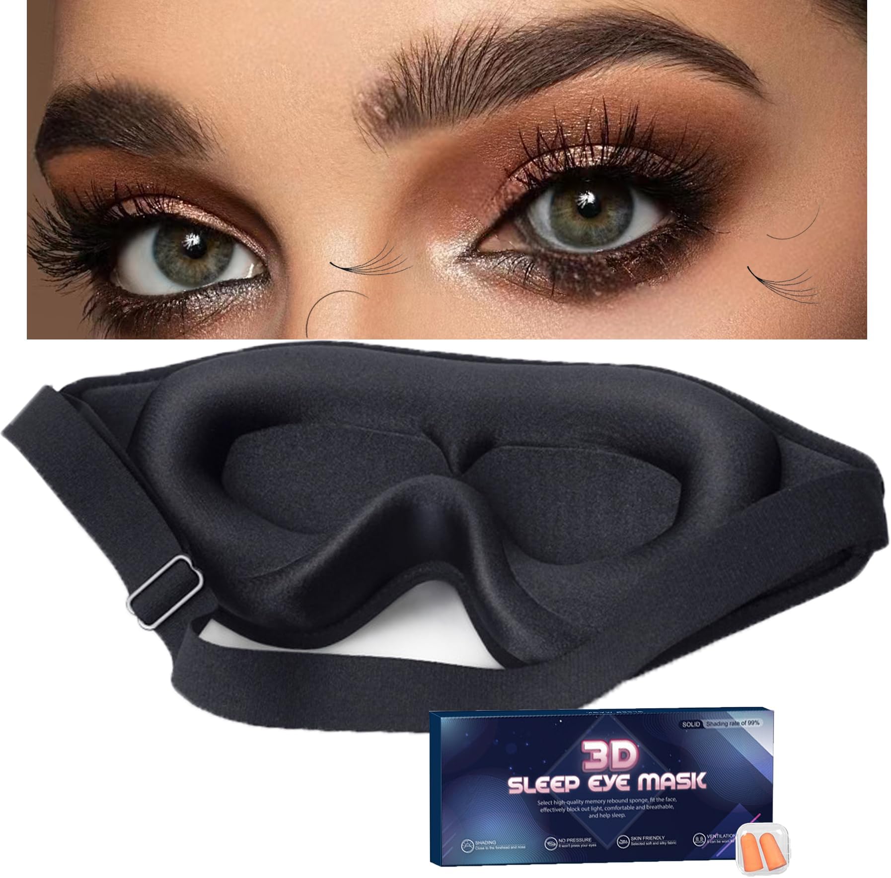 Amazon.com: REEBENT 3D Eye mask for Sleeping,Machine Washable, Sleep ...