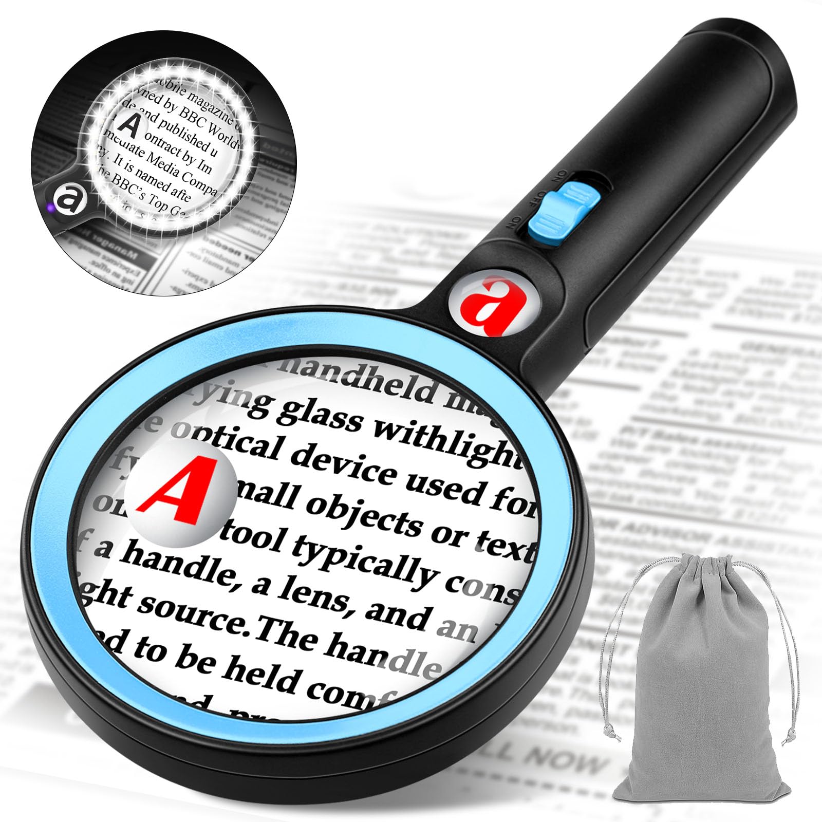 Amazon.com: HQGZQL Large 10X 25X 45X Magnifying Glass with Light ...