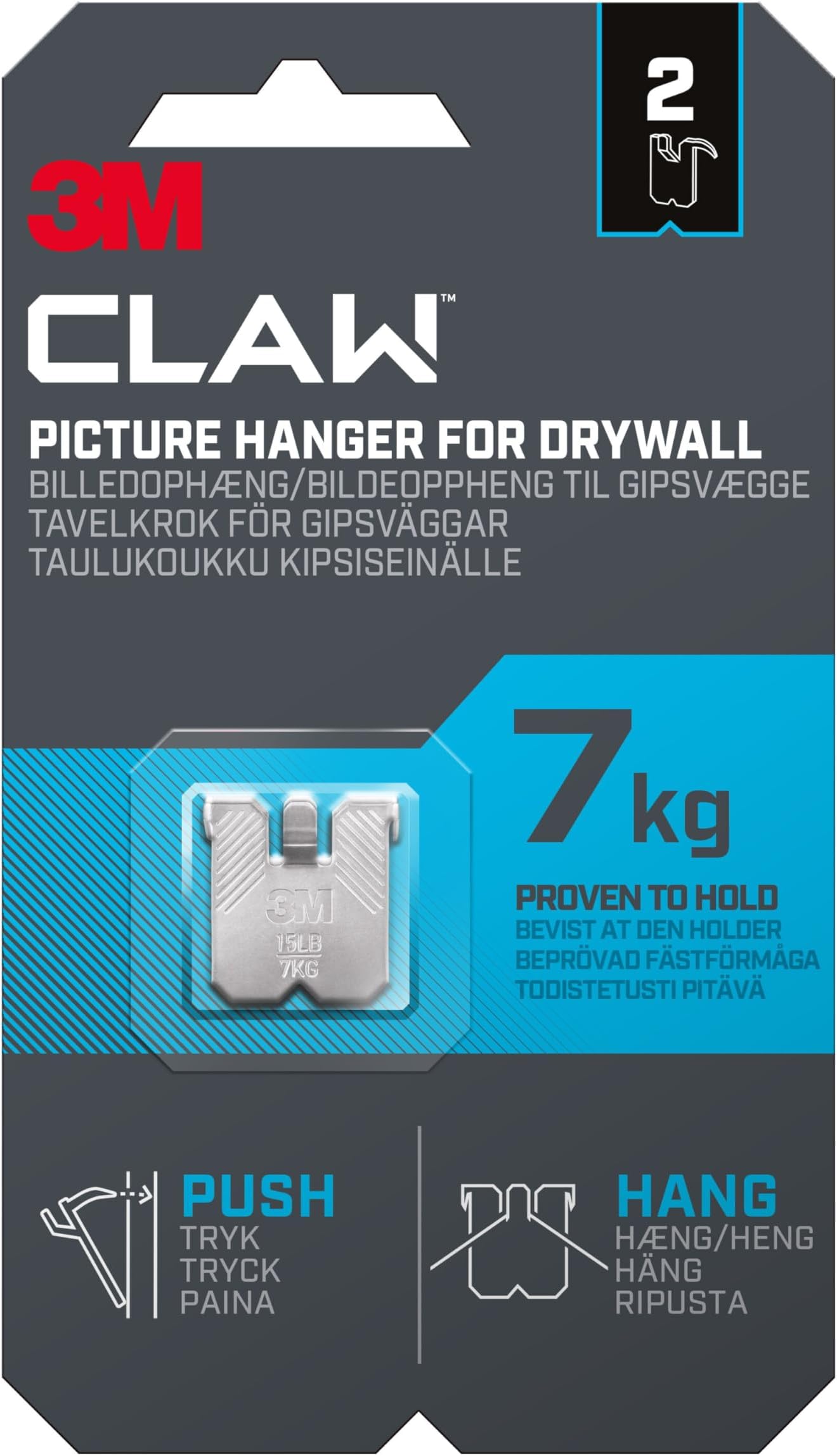 3M CLAW Picture Hooks for Hanging Paintings on Plaster Walls, 2 Hooks ...
