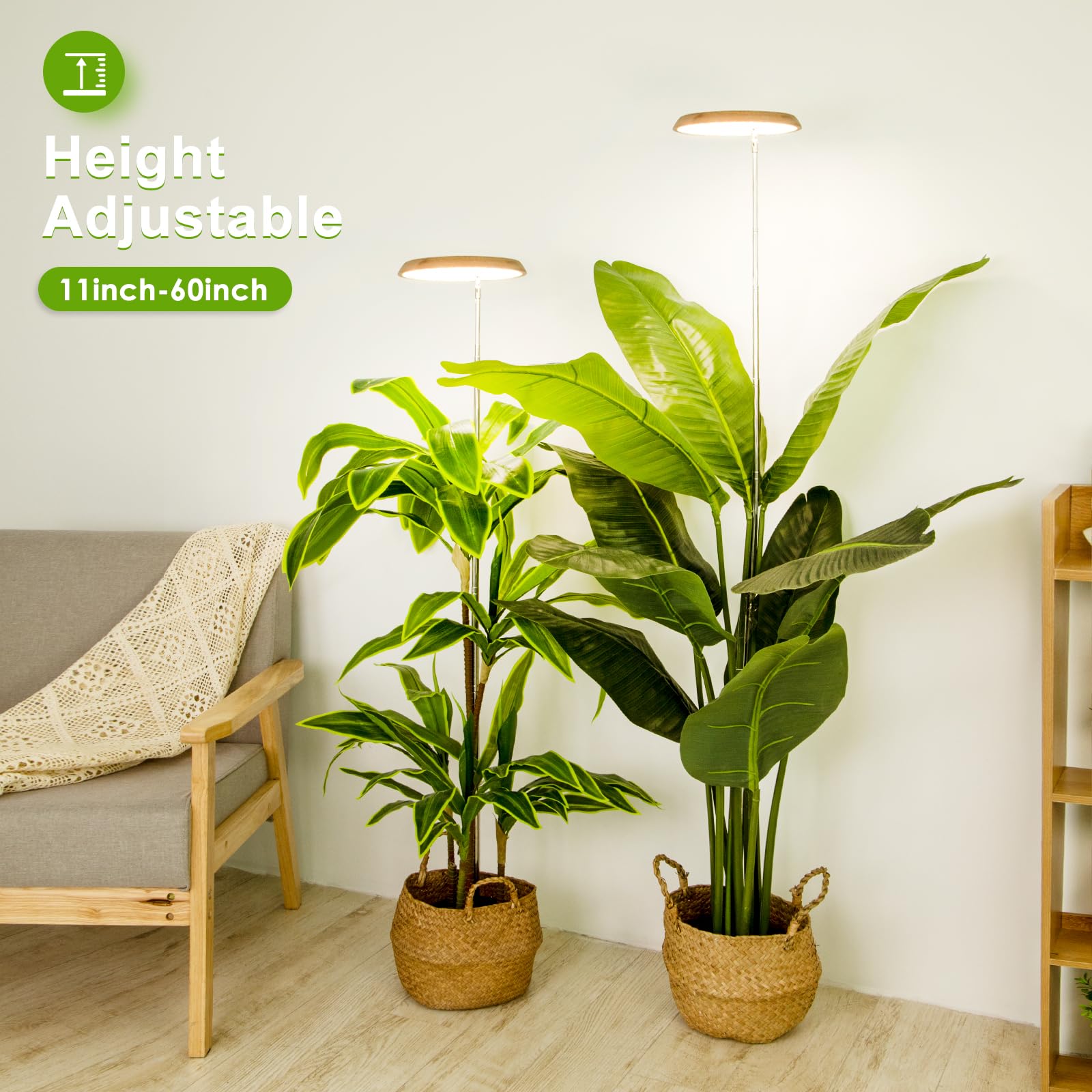 LORDEM Bamboo Plant Grow Light, 82 LEDs Full Spectrum Plant Light for ...