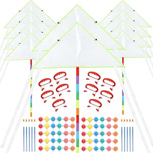 Amazon.com: 10 Pack 27 Inch Kids DIY Kite Kit White Blank Making ...