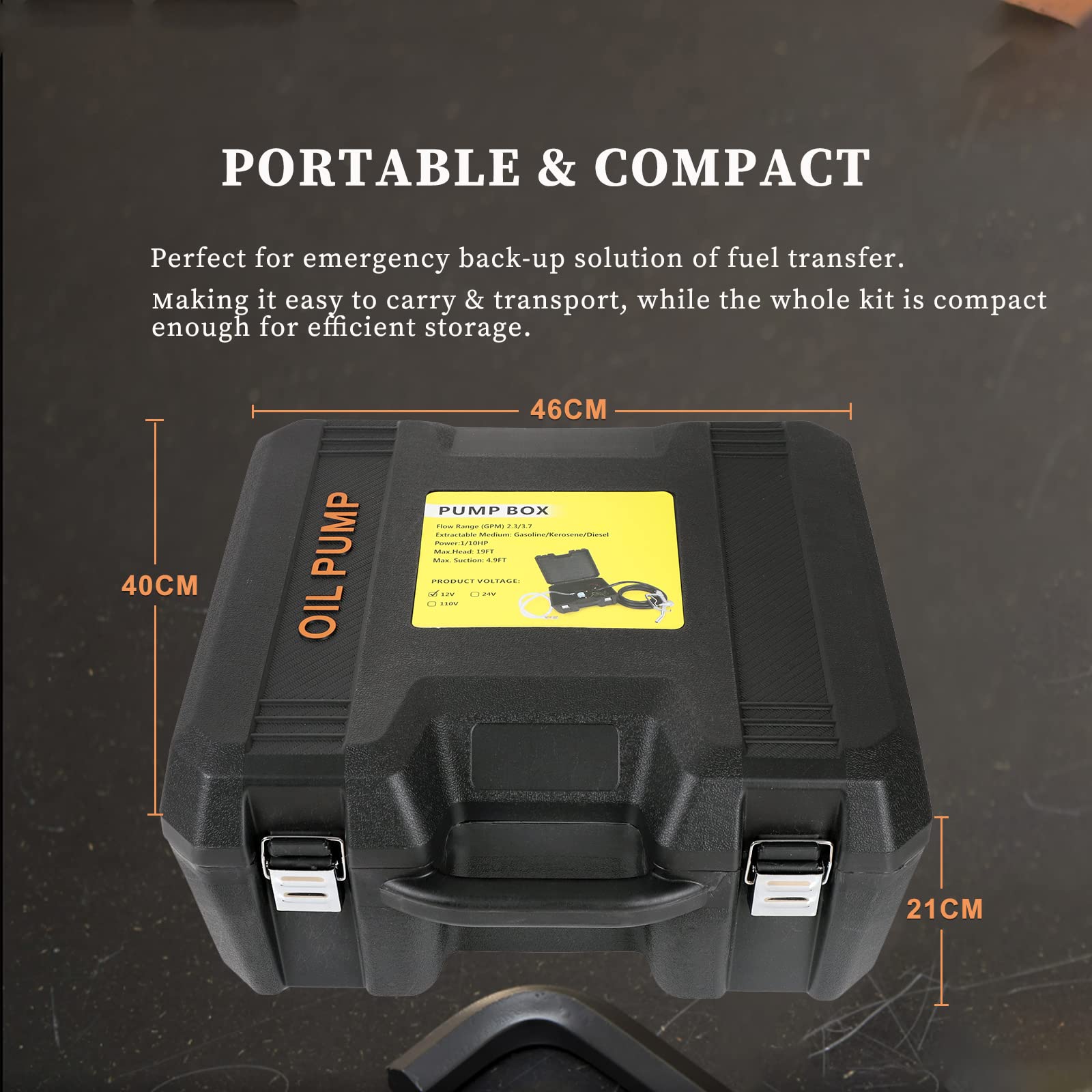 Snapklik.com : Fuel Box Transfer Pump Kit, Portable Heavy Duty Electric ...