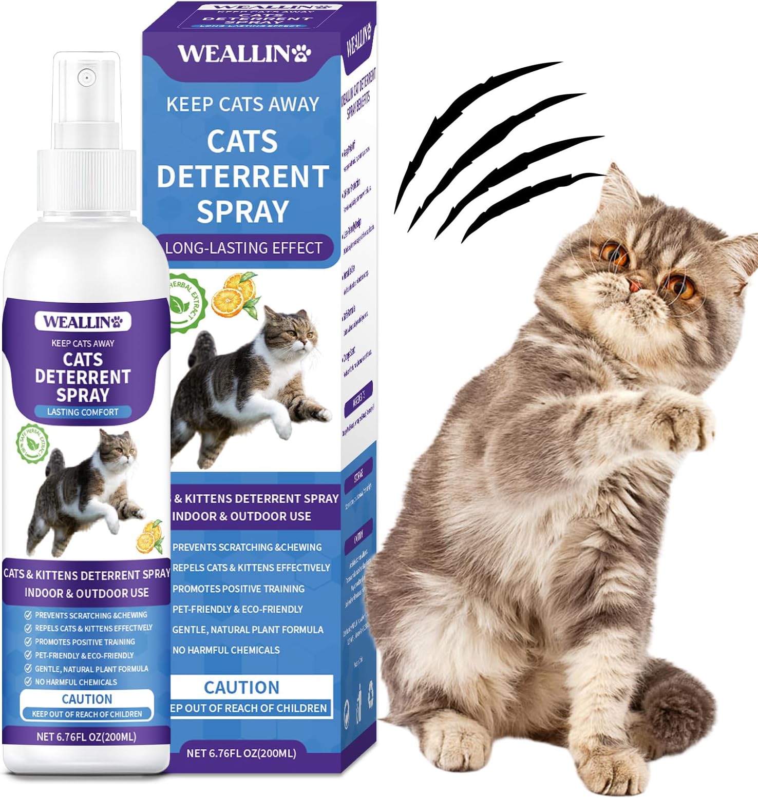 Amazon.com : WEALLIN Cat Deterrent Spray 6.76 FL Oz - Natural Cat ...