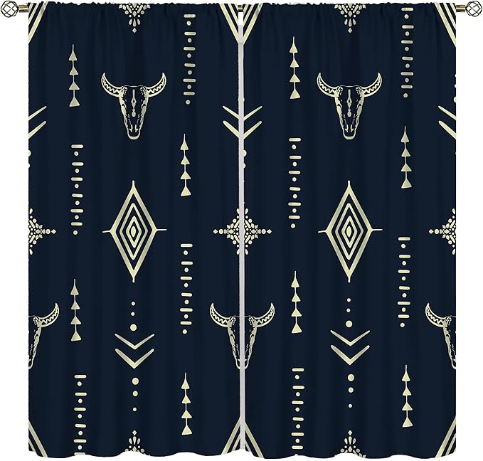 Amazon.com: Aztec Curtains Blackout for Bedroom,Western Tribal Bull ...