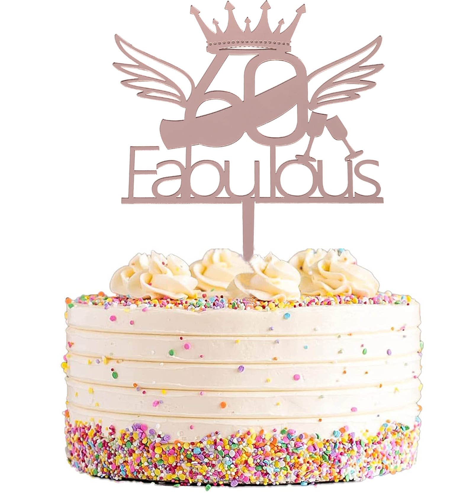 Buy loraleo 60 Cake Topper Rose Gold 60 Fabulous Birthday Cake Topper ...