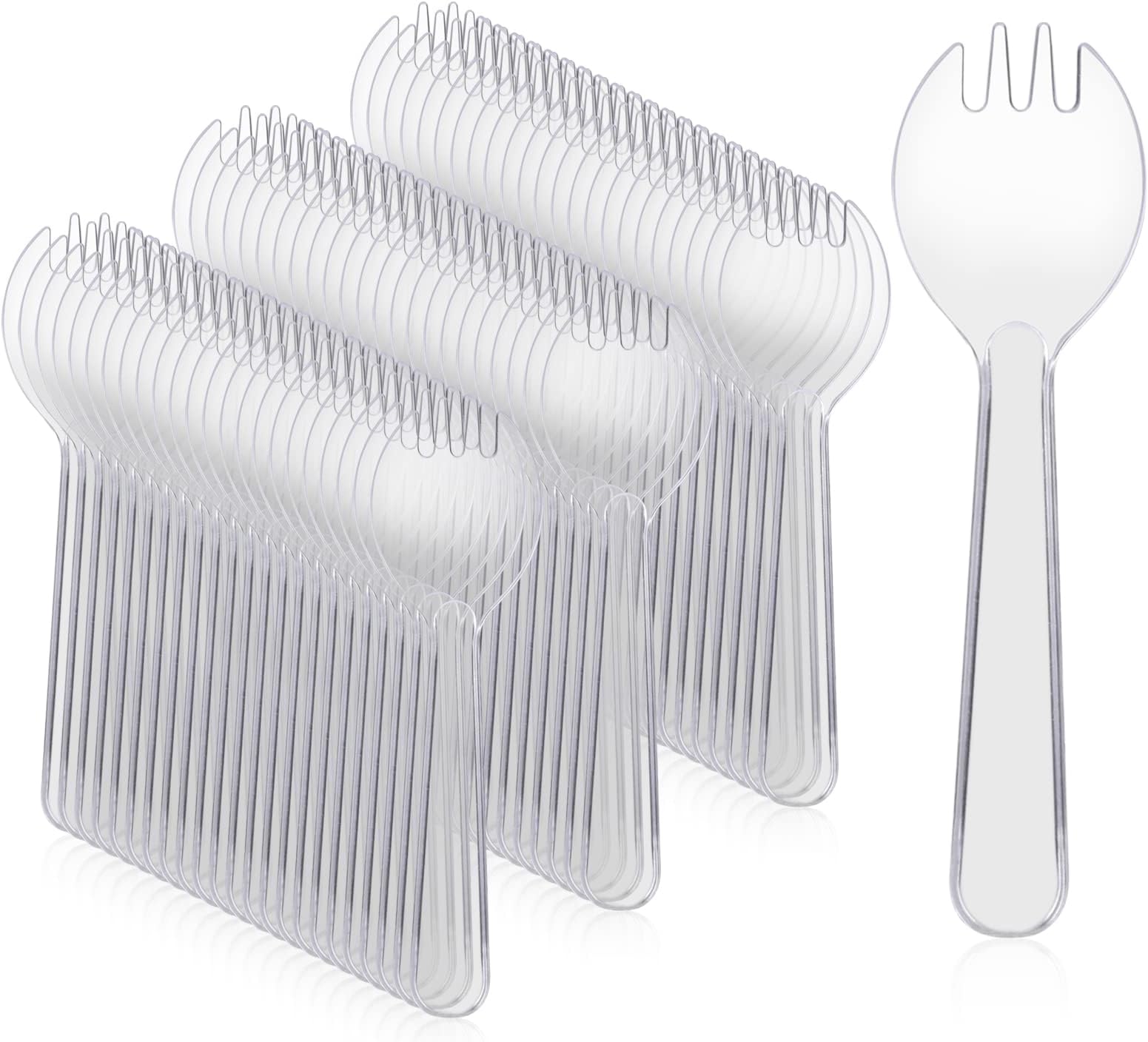 Amazon.com: 100 PCS Mini Plastic Spork Plastic Forks and Spoons ...