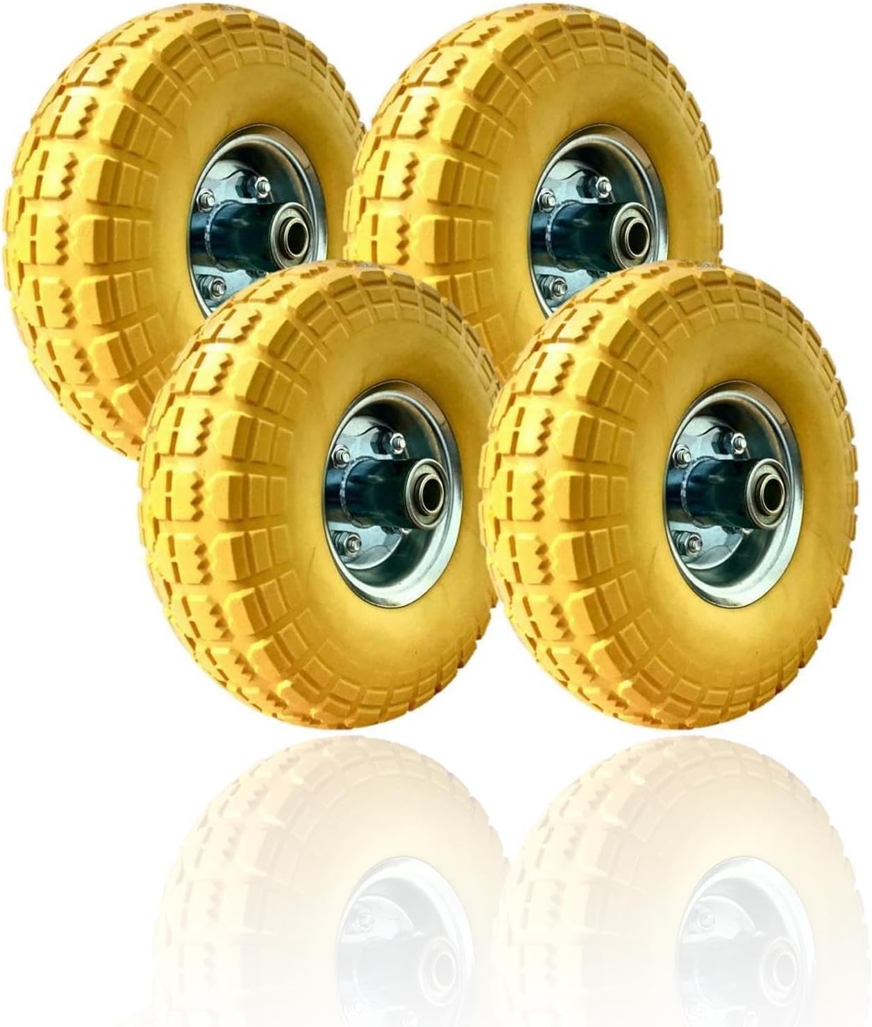 YORKSHIRE HOMEWARE Pack of 4 10 Inch 4.10/3.50-4 Solid Yellow PU ...