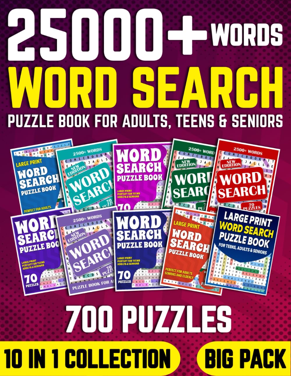 Big Word Search Book For Adults - 700 Puzzles: 25000+ Words 10 in 1 Set ...