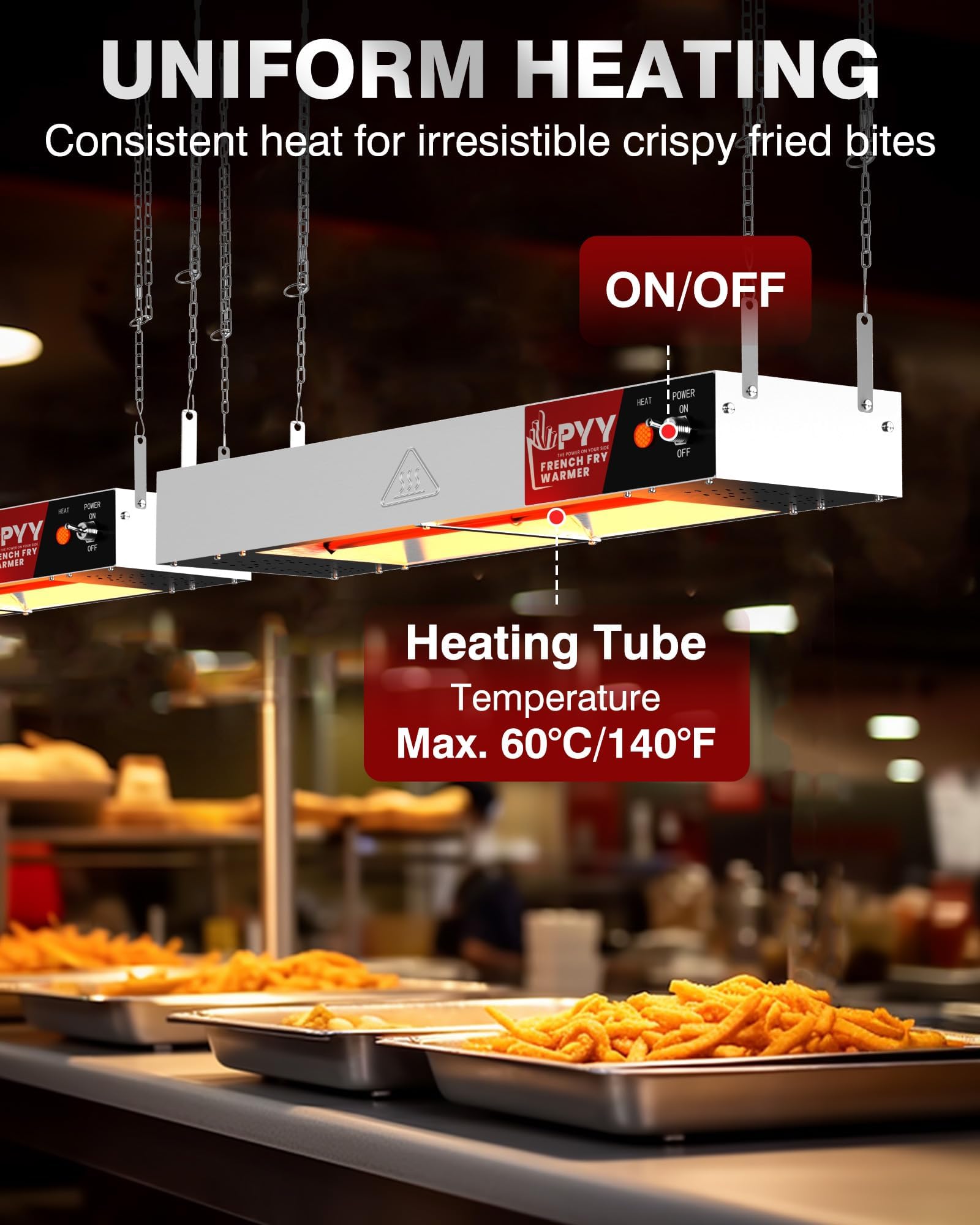 Snapklik.com : Food Heat Lamp Strip, 24" Hanging Commercial Food ...
