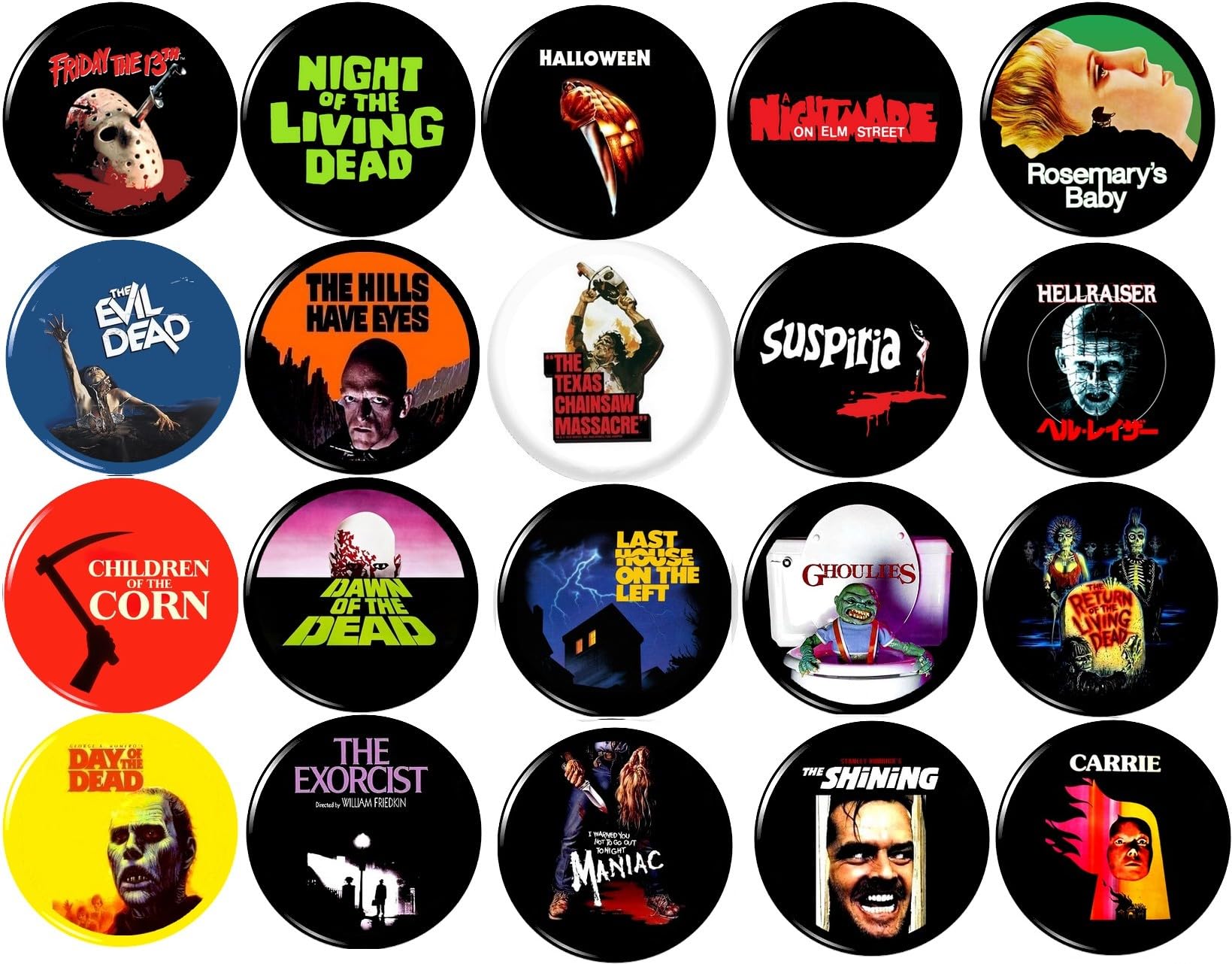 Amazon.com: Horror Movie buttons pins badges set of 20 NEW 1" inch ...