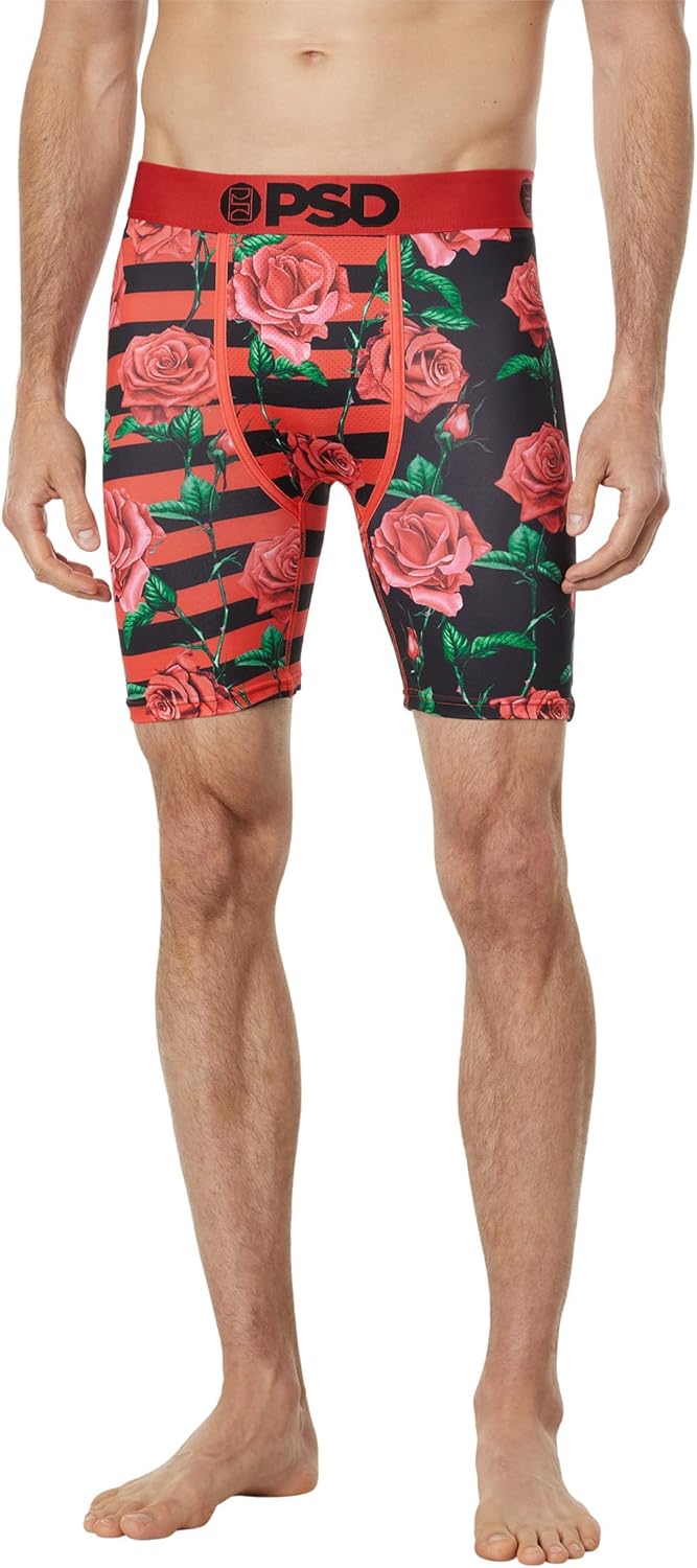 PSD Men's Spliced Red Roses Boxer Briefs, Red, L at Amazon Men’s ...