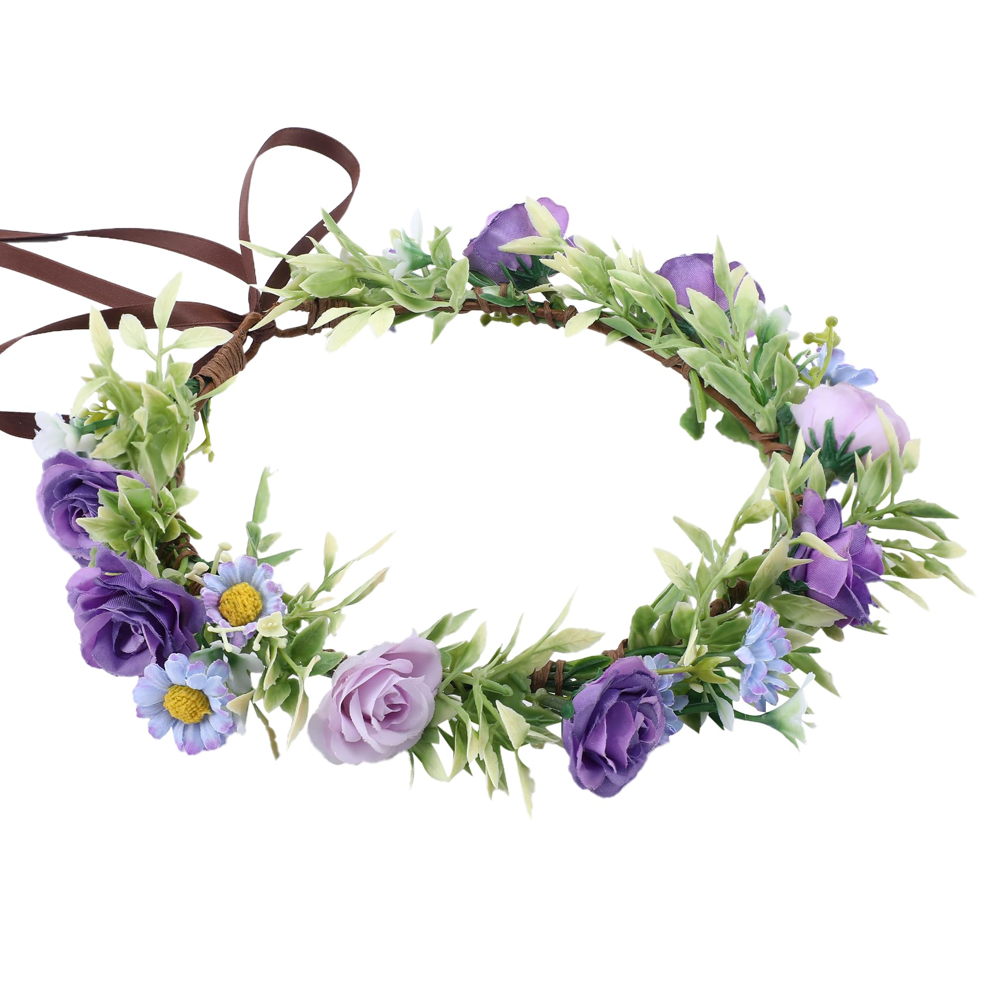 Amazon.com : KorViSHOW Rose Flower Crown for Women - Purple Fairy ...