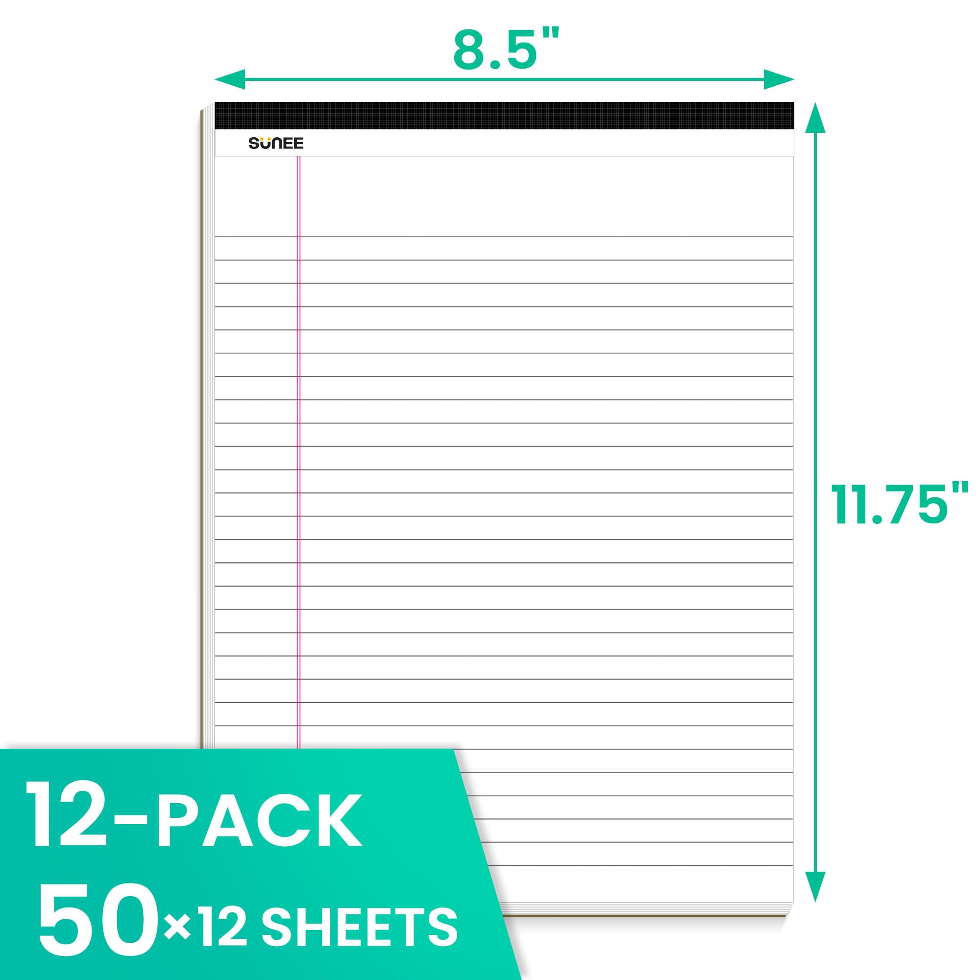 Snapklik.com : Legal Pads Writing Pads, 12-Pack 85"x1175" White Wide ...