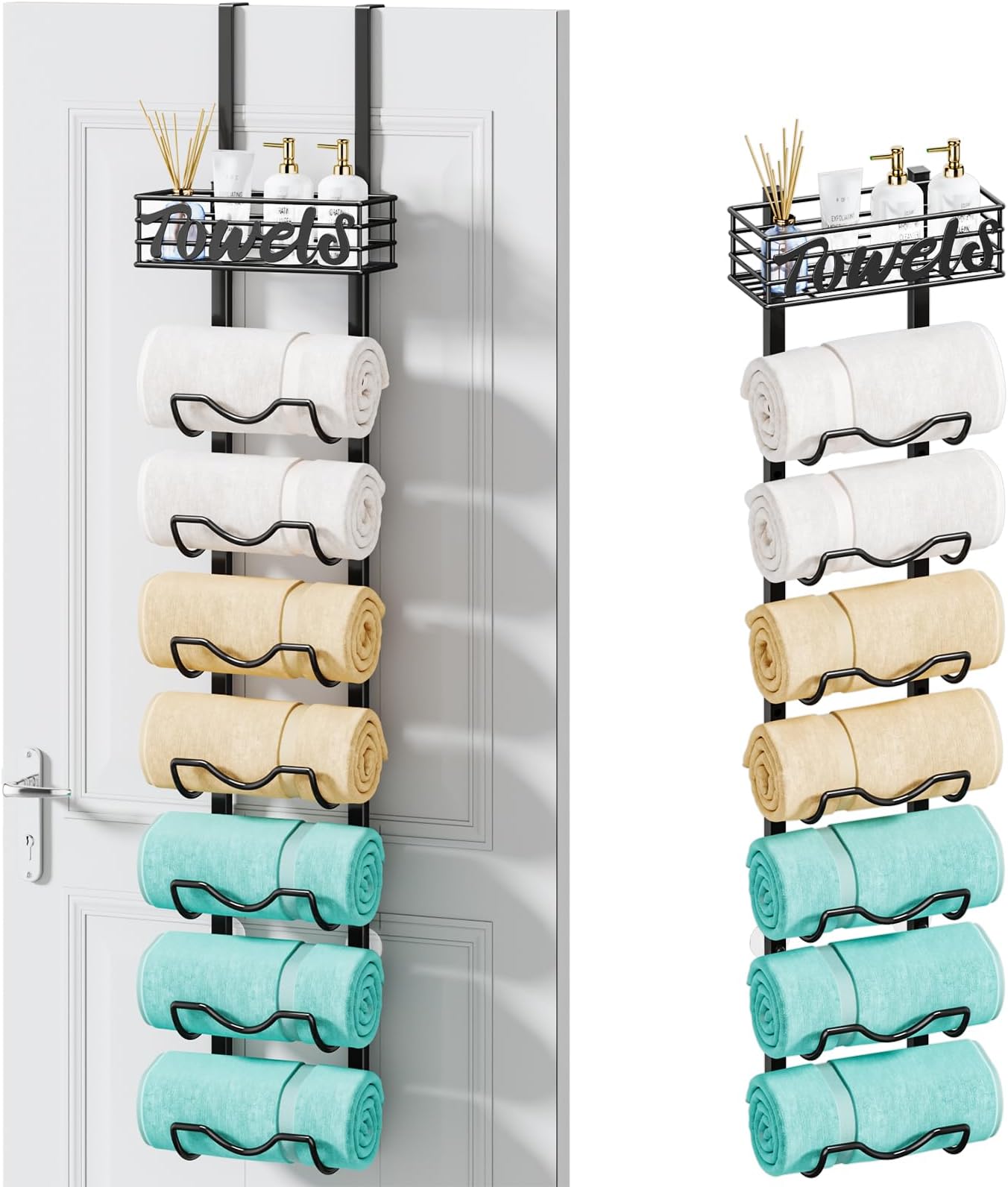 Amazon.com: XRMAO Upgrated 7-Tier Over The Door Towel Racks, Metal Wall ...