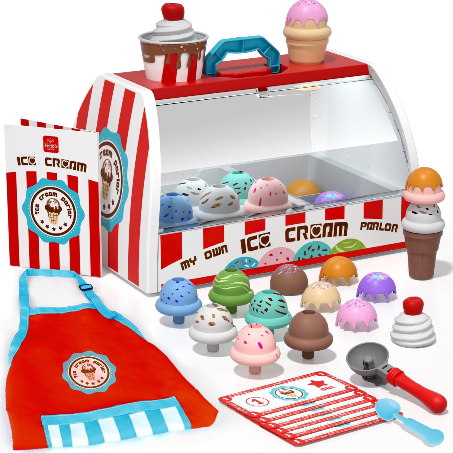 Hape Scoop & Serve Ice Cream Set – Interactive Wooden Toy for Pretend ...