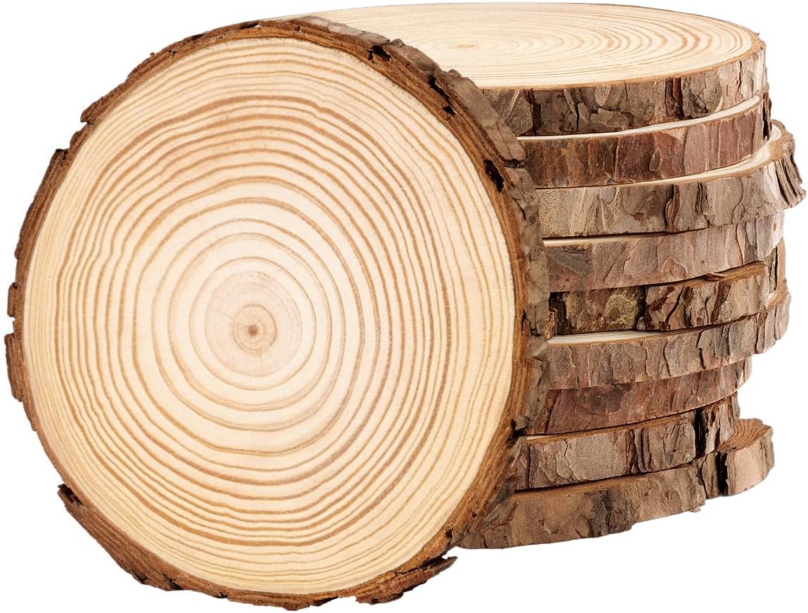 Amazon.com: FUNSUEI 12 PCS 6-7 Inches Unfinished Natural Wood Slices ...