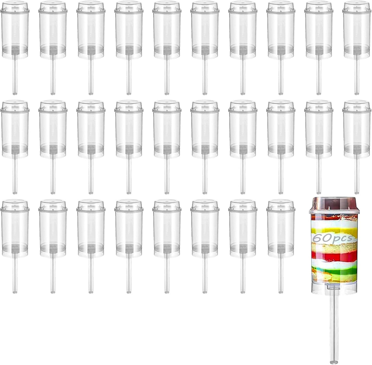 Amazon.com: LUNKUIVY 60 Pack Clear Cake Push-Up Pop Shooter Plastic ...
