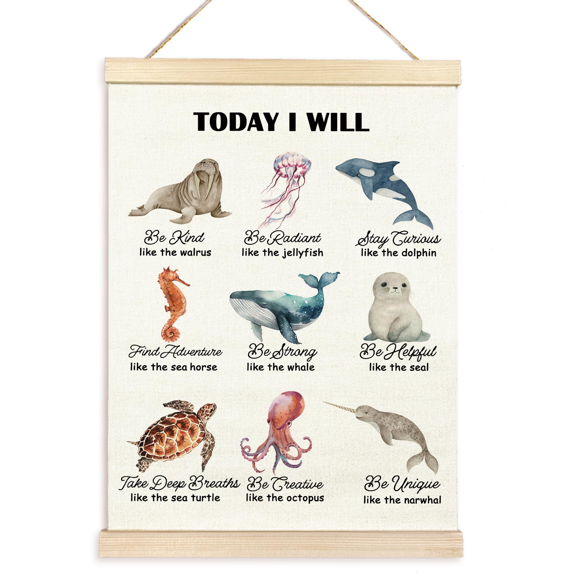 Amazon.com: TAEDIN Ocean Animals Affirmation Poster Hanger Frame ...