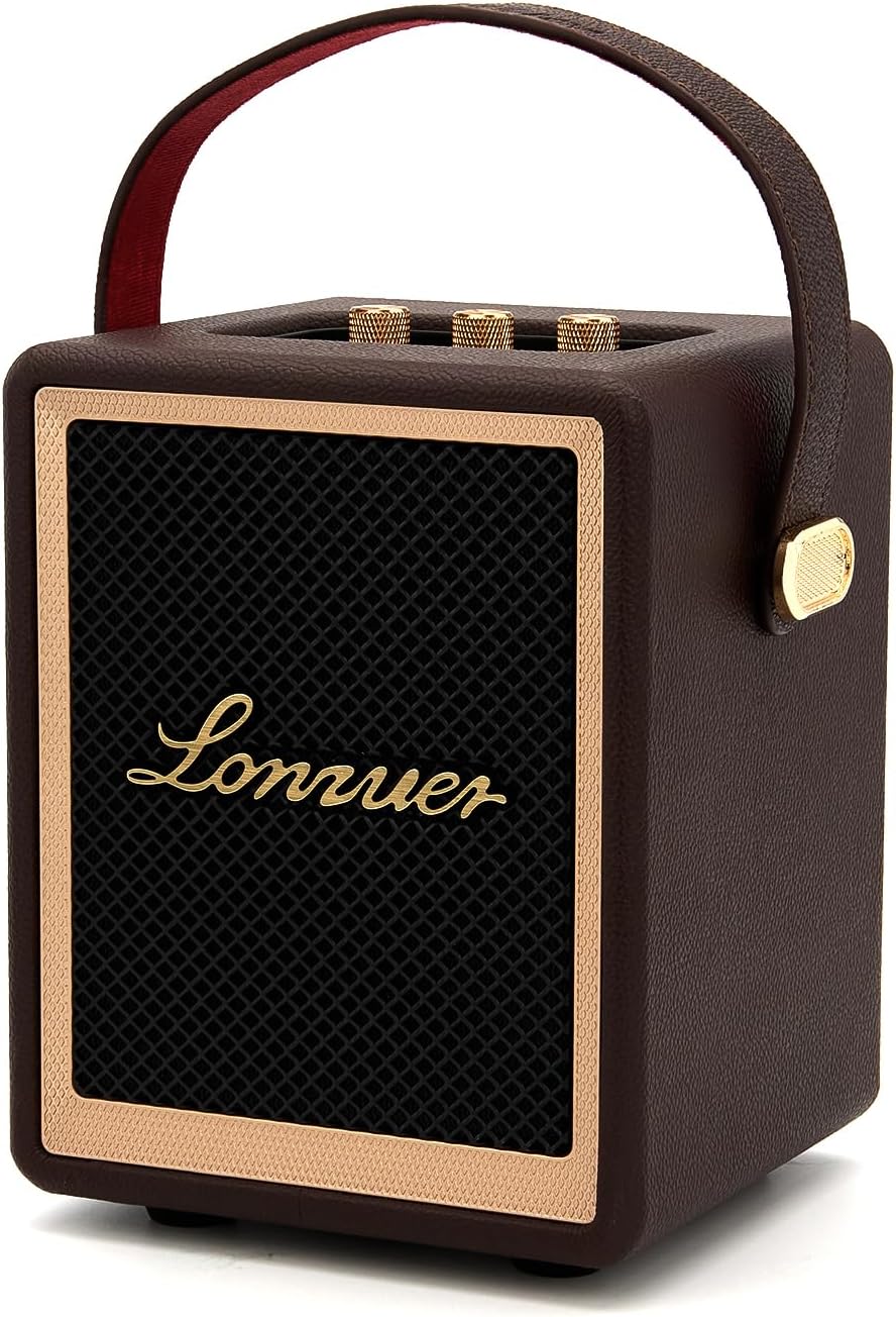 Lonzuer Altoparlante Bluetooth portatile retrò, rivestito in pelle di ...