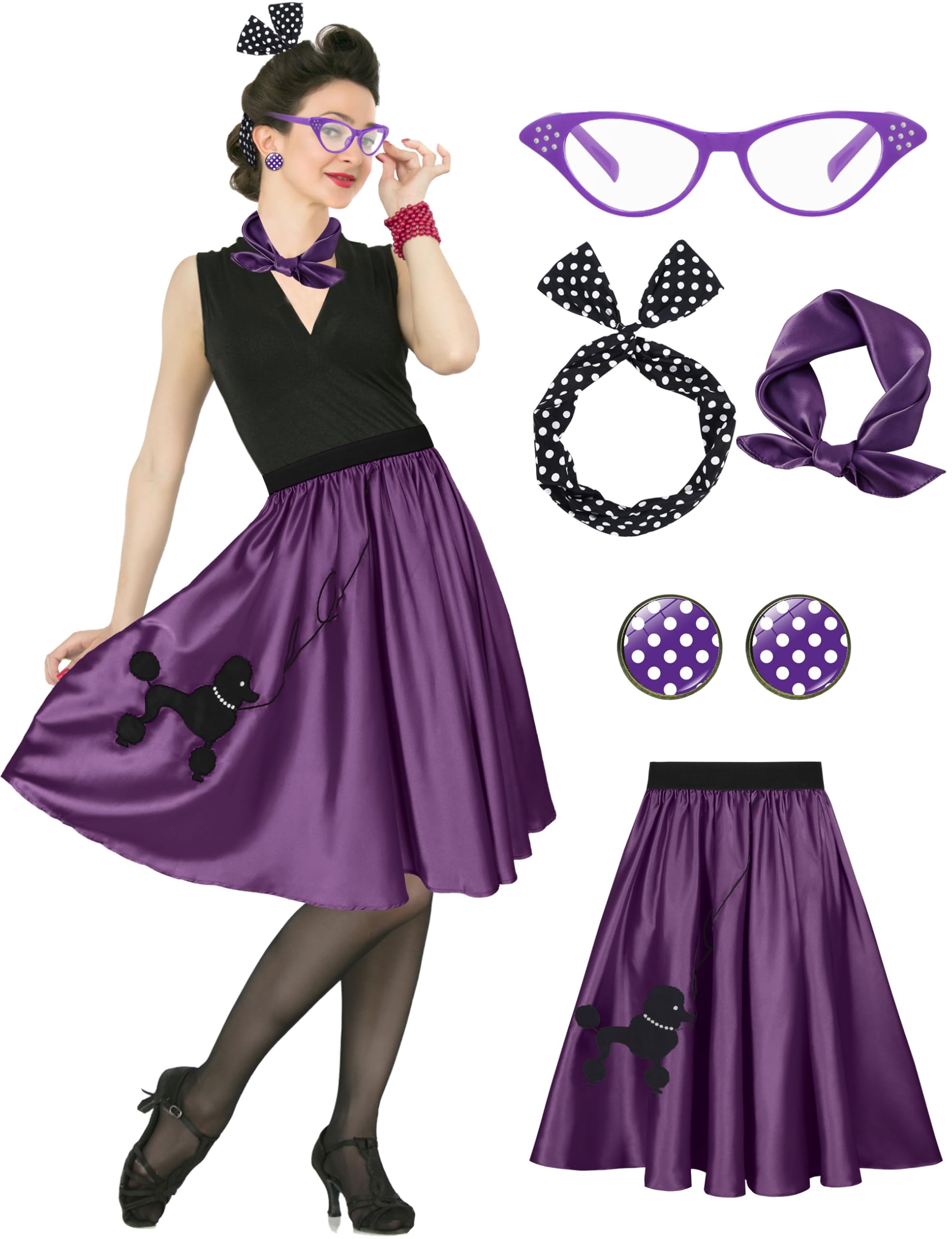 Snapklik.com : Sock Hop Costume Greasers 1950S Poodle Skirts For Women ...