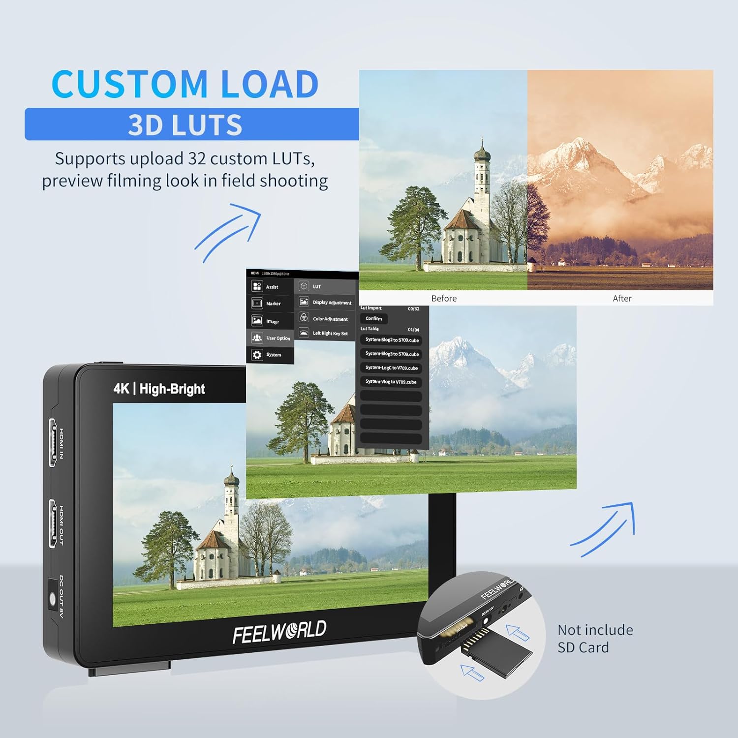 FEELWORLD F6 PLUSX 5.5 Inch 1600nit High Bright DSLR Camera Field Touch ...