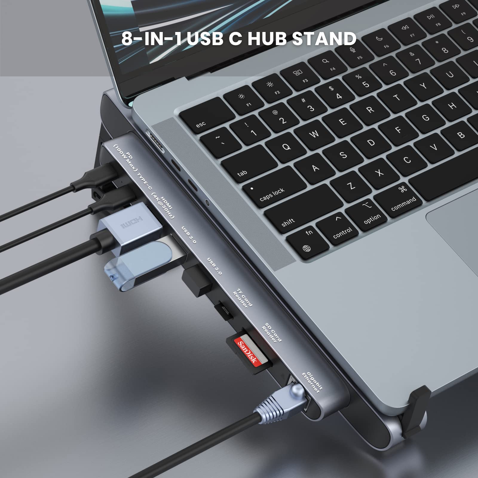 USB C Laptop Docking Station Stand, GEODMAER Detachable Magnetic USB C ...