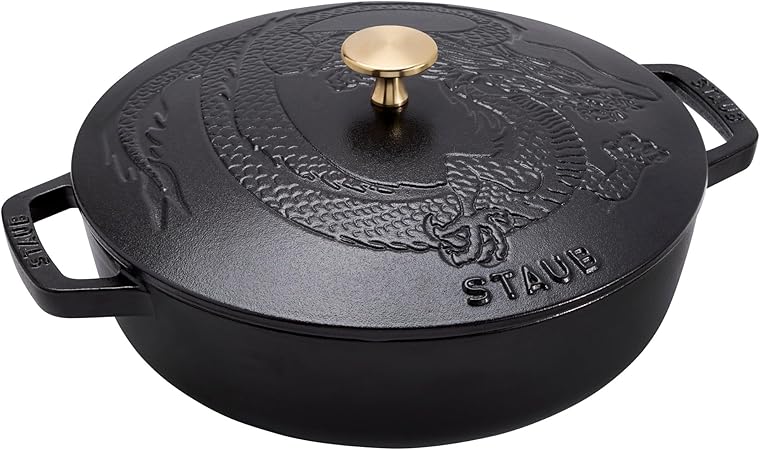 Amazon.com: Staub Cast Iron 2.5-qt Braiser with Dragon Lid - Matte ...