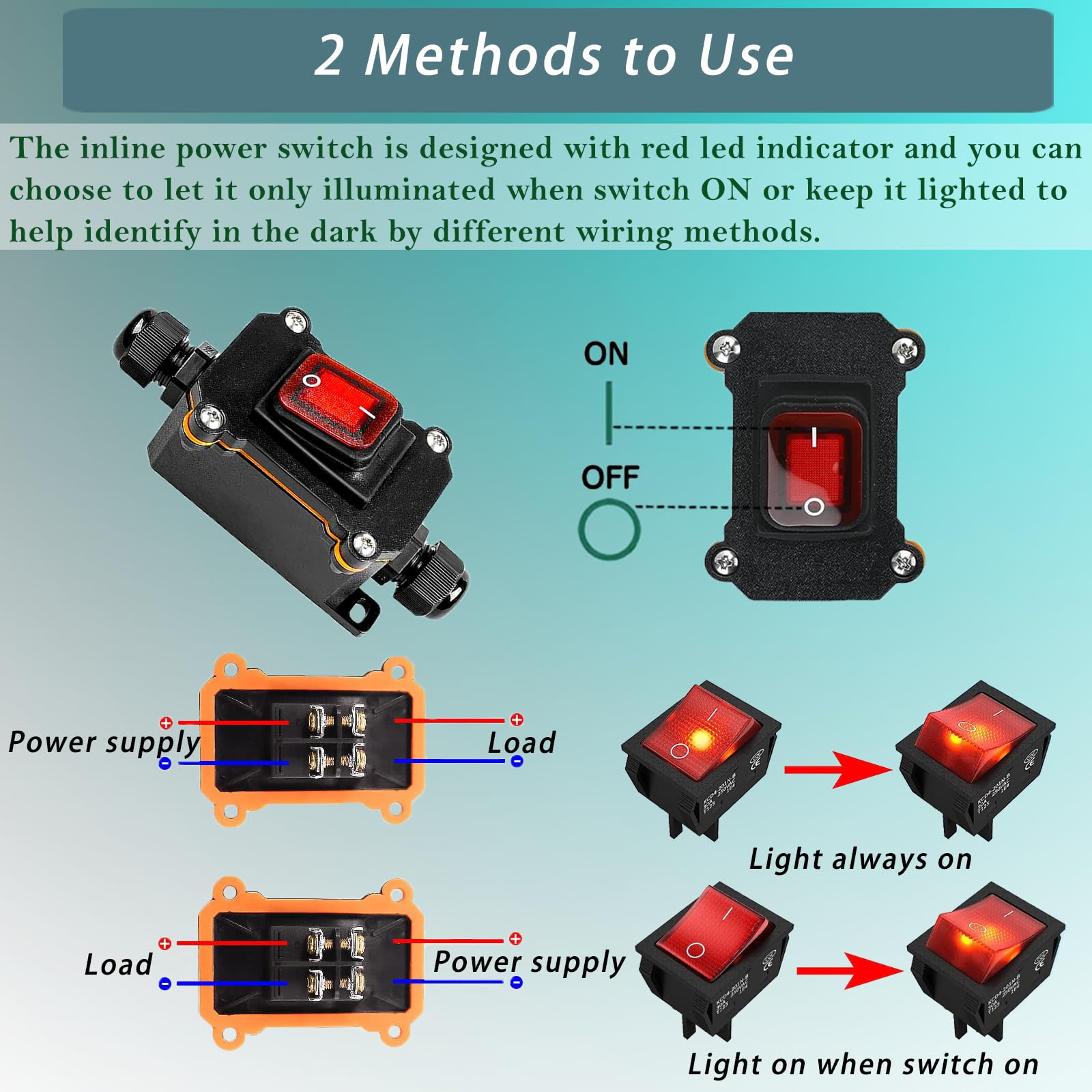 Snapklik.com : KarlKers IP67 Waterproof Inline Cord Switch, Outdoor ON/Off Toggle Switch AC 20A ...