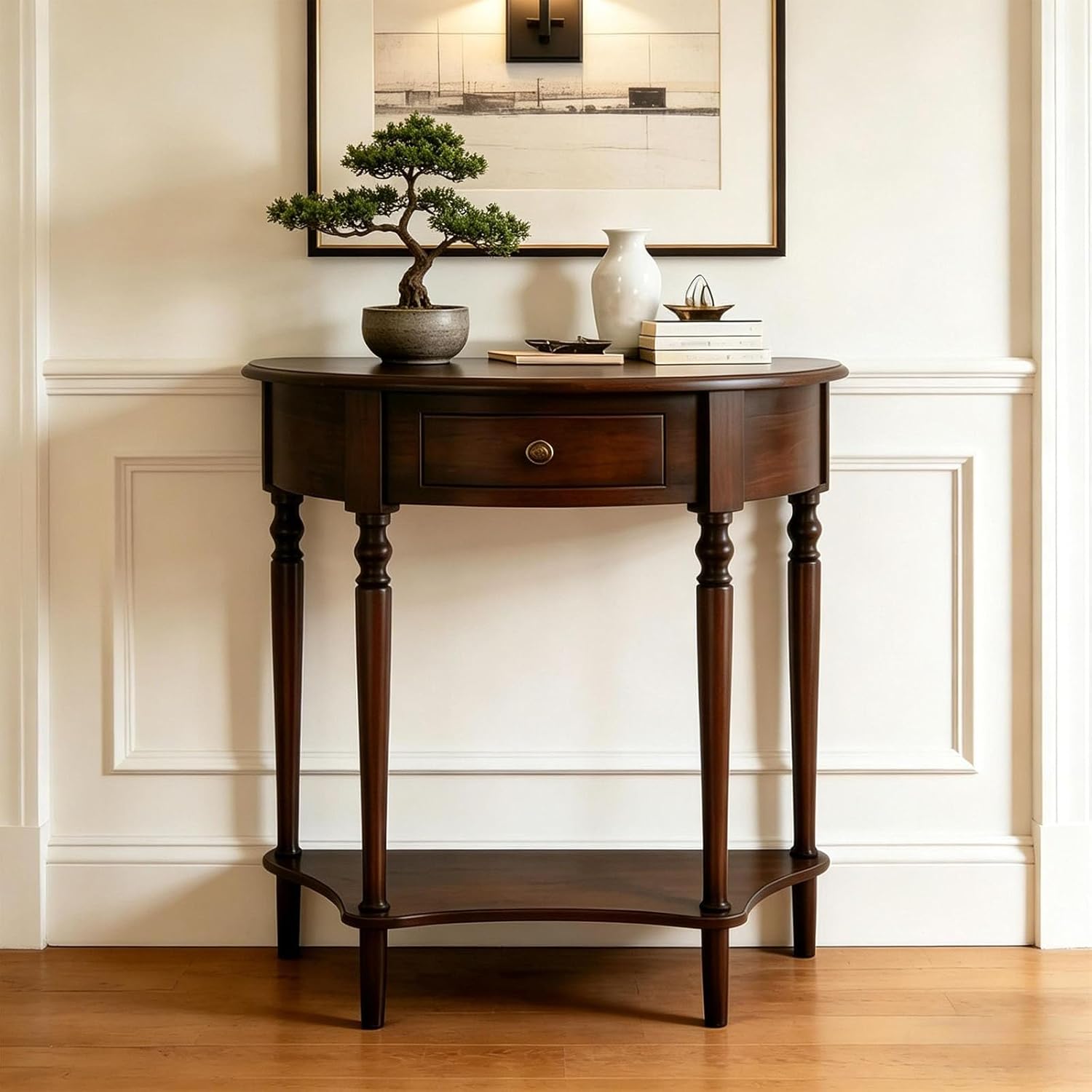 Amazon.com: YNVHKFN Half Moon Console Table - Solid Wood Entryway Table ...