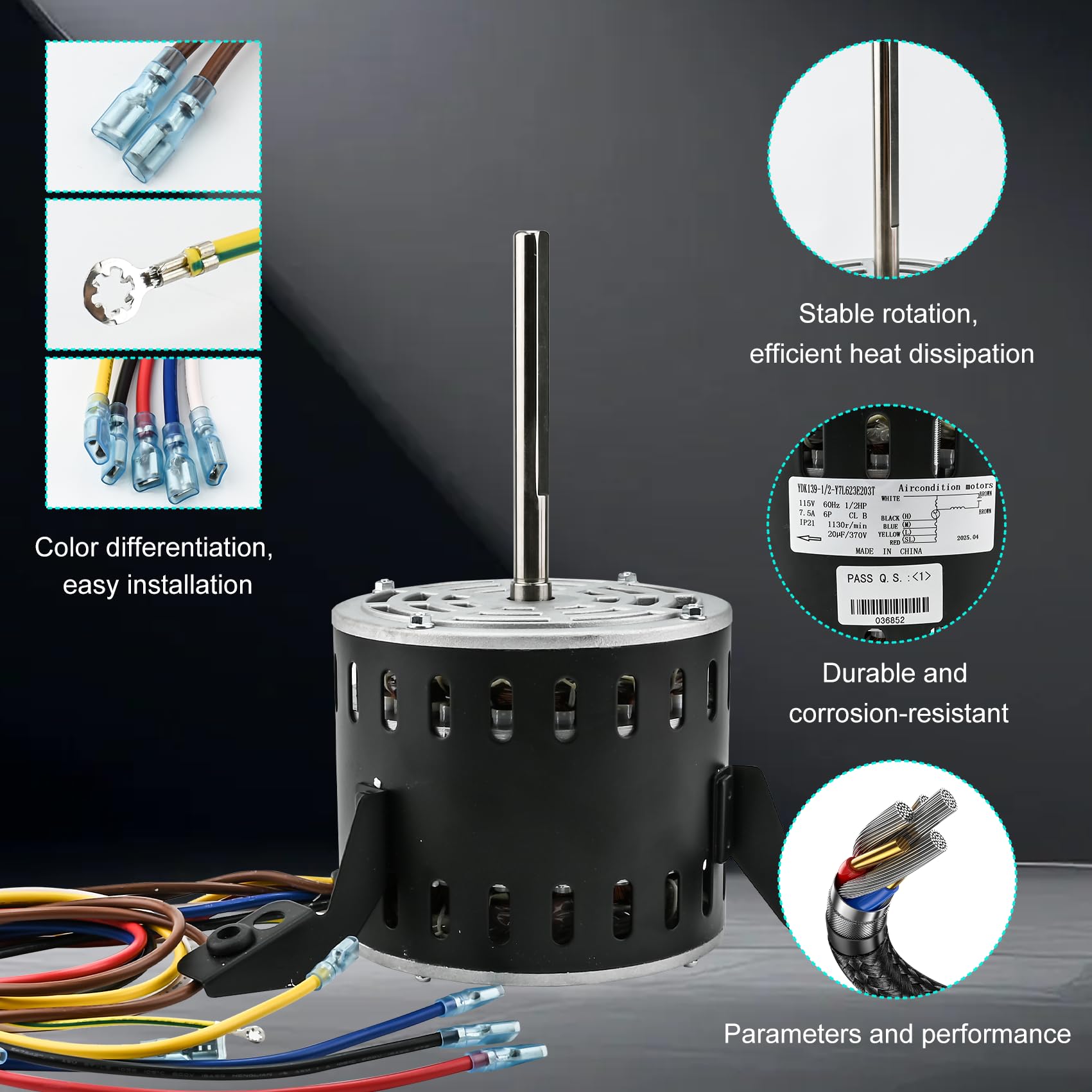 Furnace Blower Motor 1/2 HP Blower Fan Motor For Goodman, Amana ...