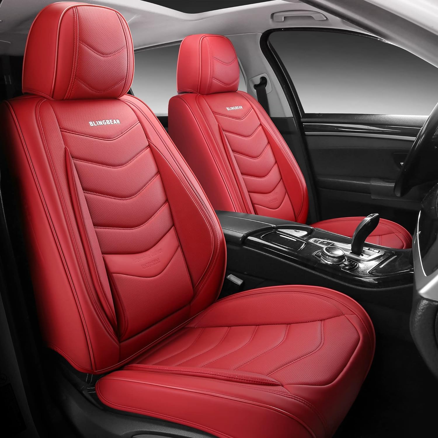 BLINGBEAR Full Coverage Leather Front Car Seat Covers 1 Pair Universal ...