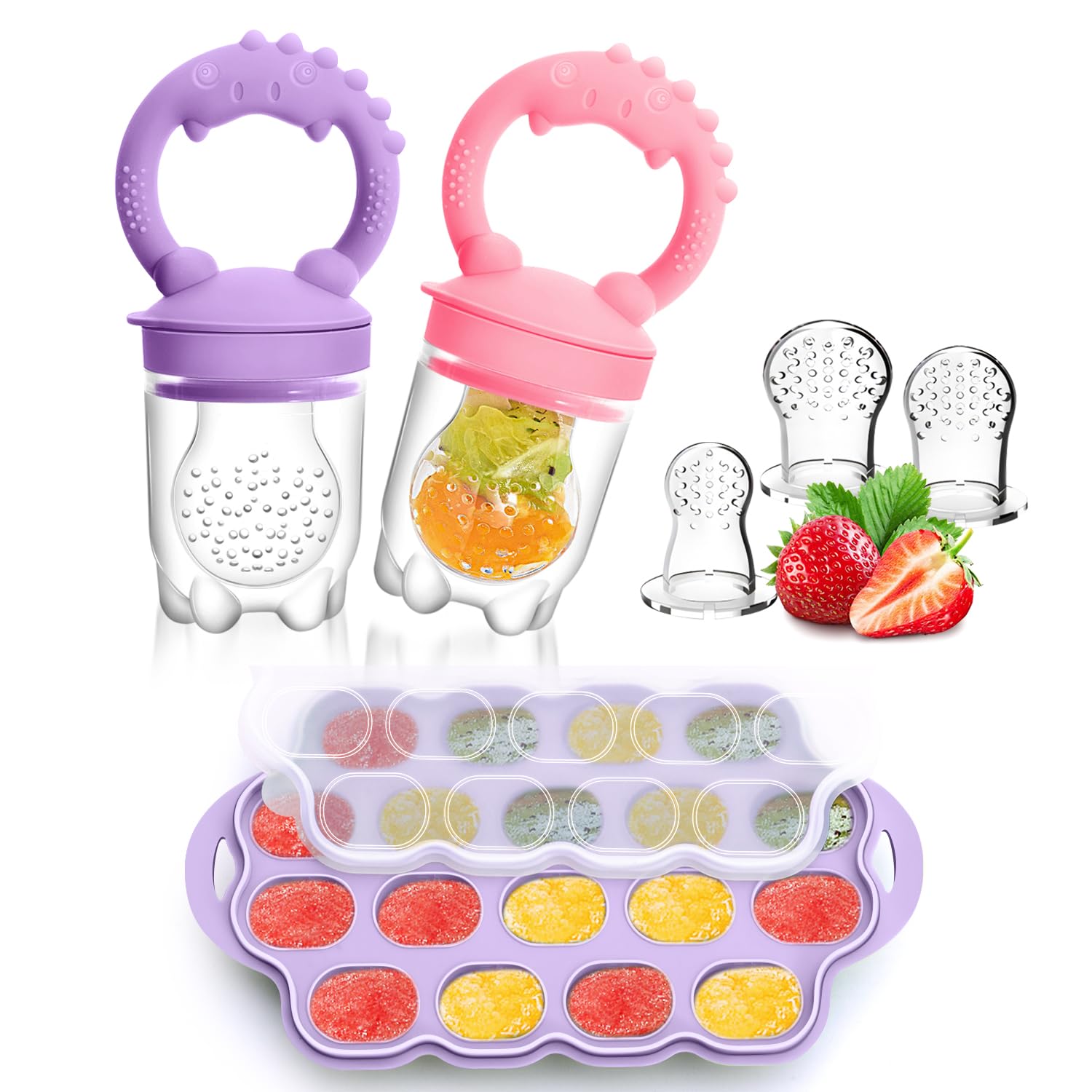 Amazon.com : Silicone Baby Fruit Feeder & Breastmilk Popsicle Molds ...