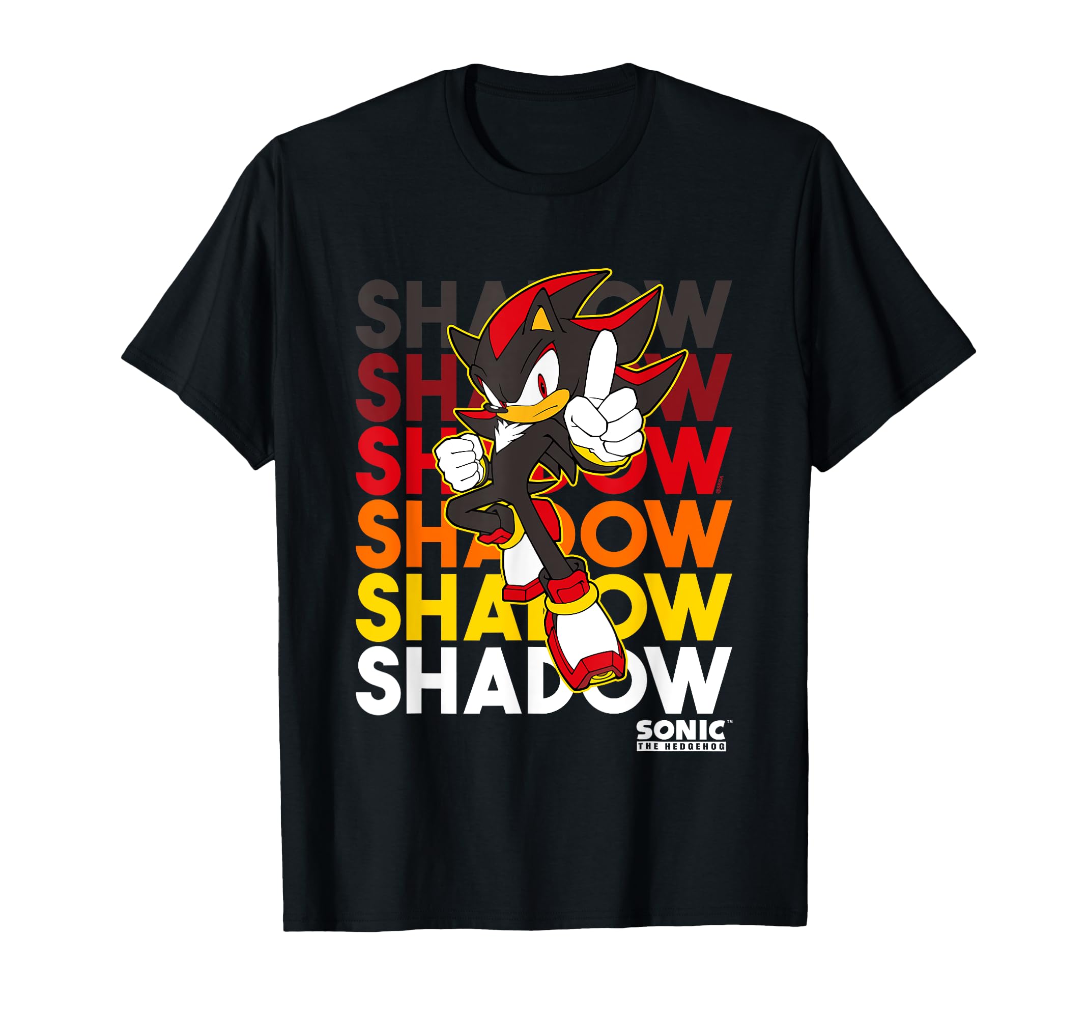 Amazon.com: Sonic The Hedgehog Shadow Stacked Text Cool Logo T-Shirt ...