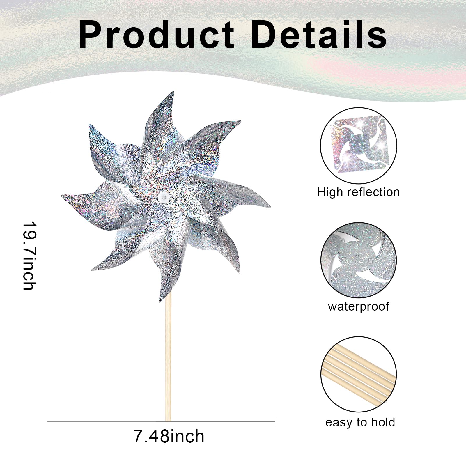 Snapklik.com : 10 Pack Reflective Pinwheels For Yard And Garden, Wind ...