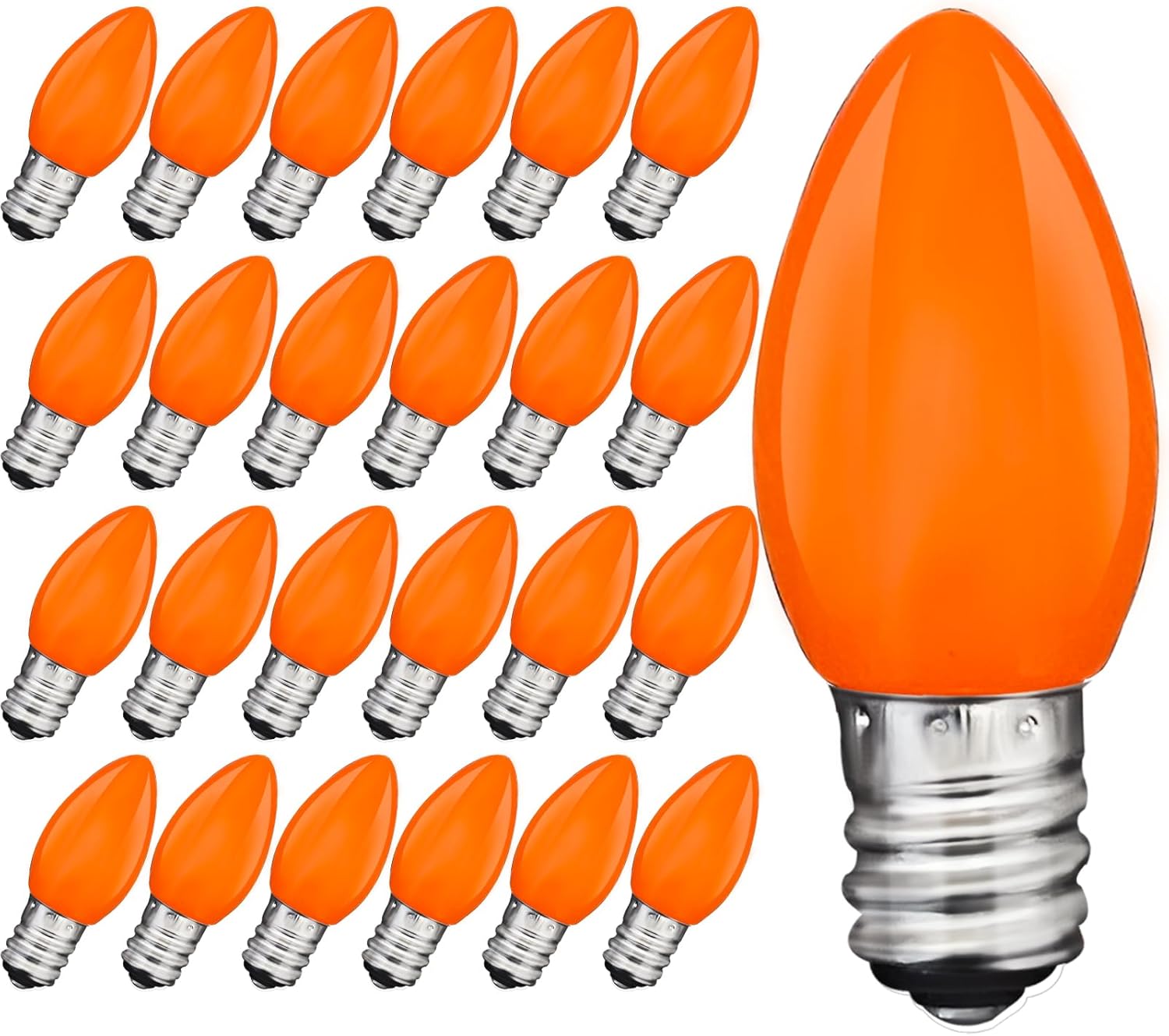 Romasaty 25 Pack C7 LED Orange Light Bulbs, C7 LED Orange Halloween ...