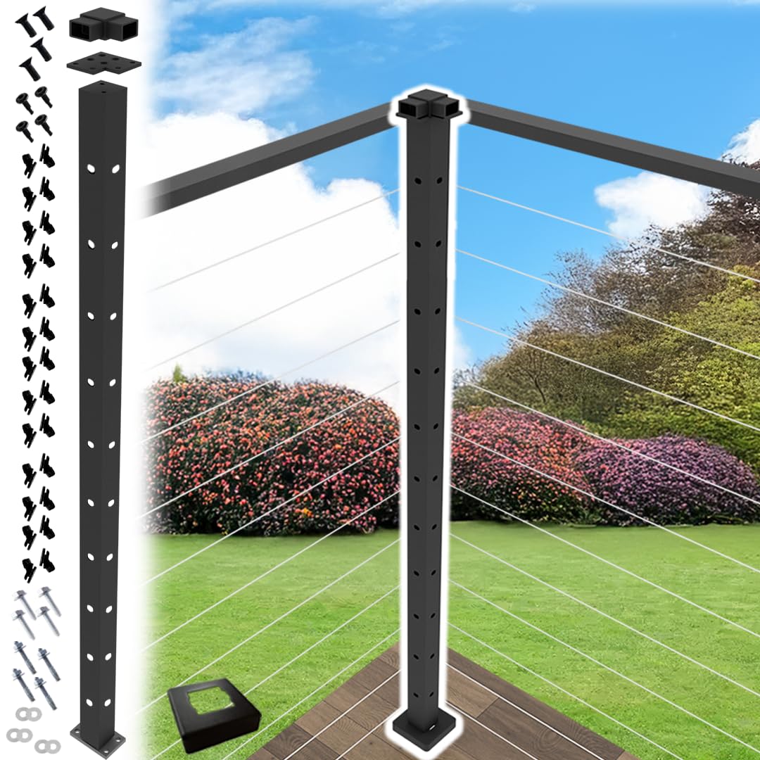 Snapklik.com : CR Fence & Rail 36" Top Mount Corner Cable Post Kit