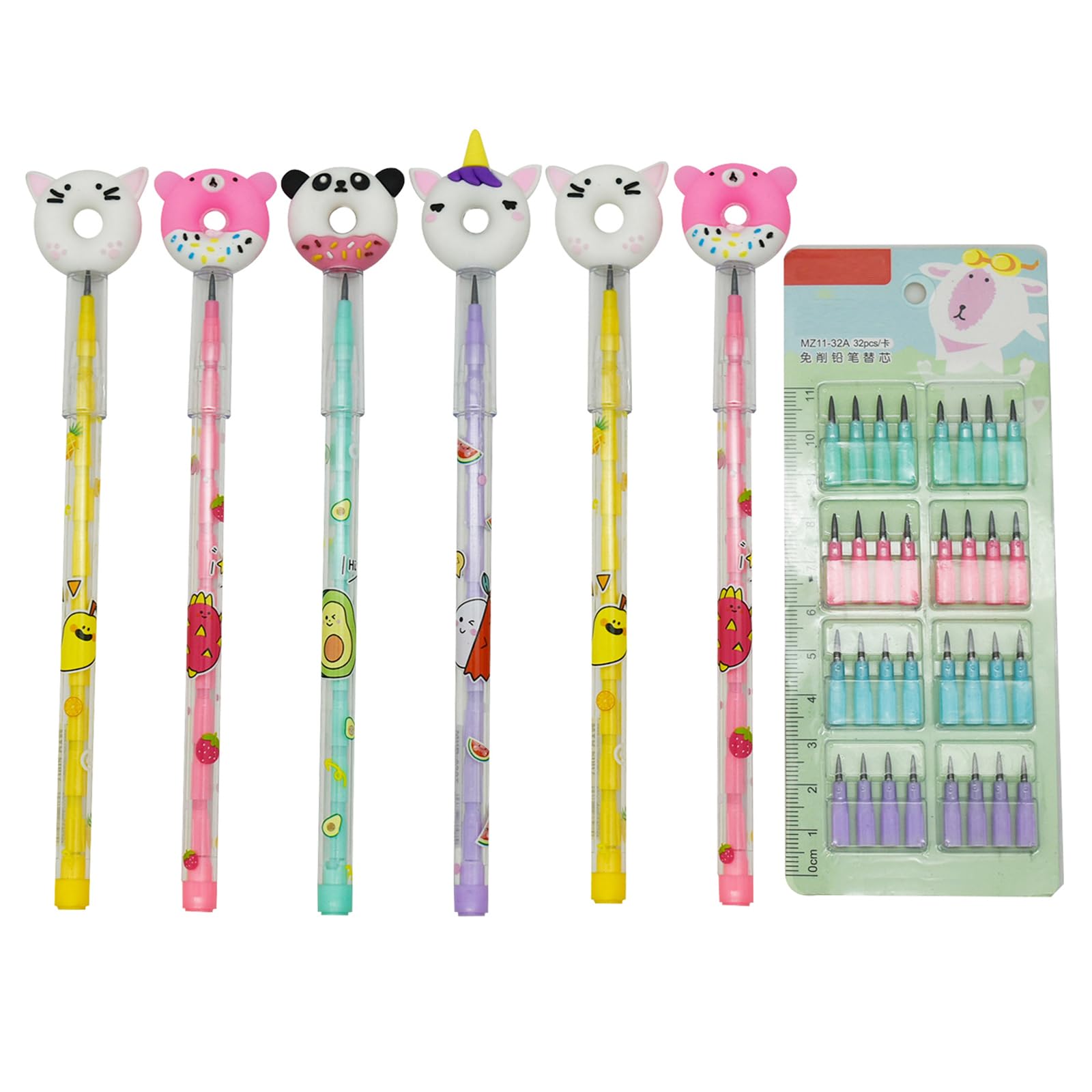 Stackable Lead Pencils 12 Donut Stacking Pencils With 64 Refills - Cute ...