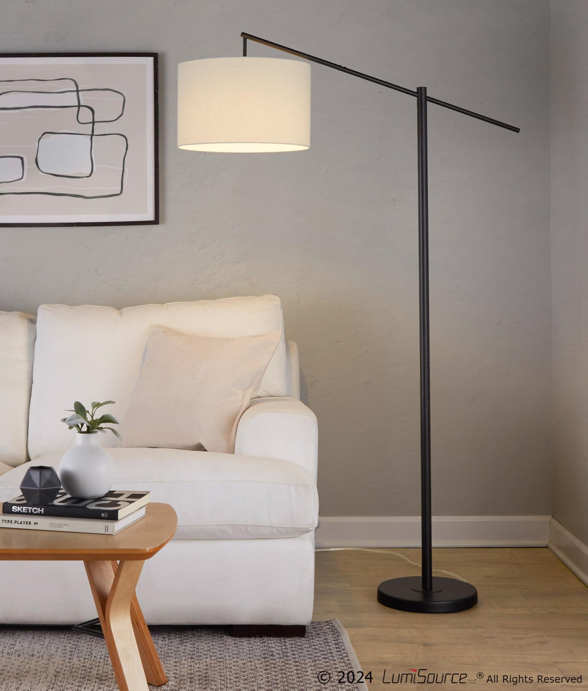 Casper 69" Contemporary Metal Floor Lamp in Matte Black Metal with ...