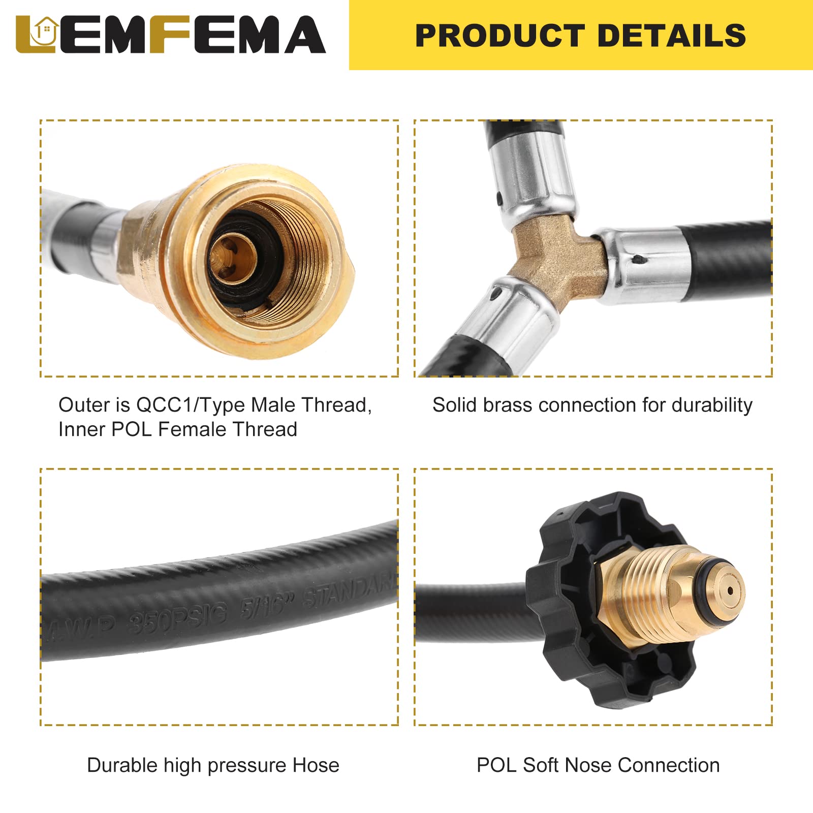 Snapklik.com : Y-Splitter Dual Propane Tank Converter Hose Adapter, Two ...