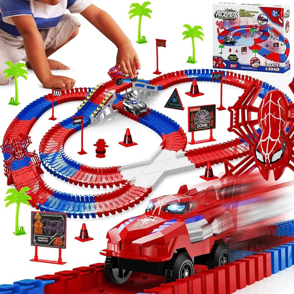 RNPKZ Spider Race Track Toy, Spider Cars Toy Set with 2 Electric Cars ...
