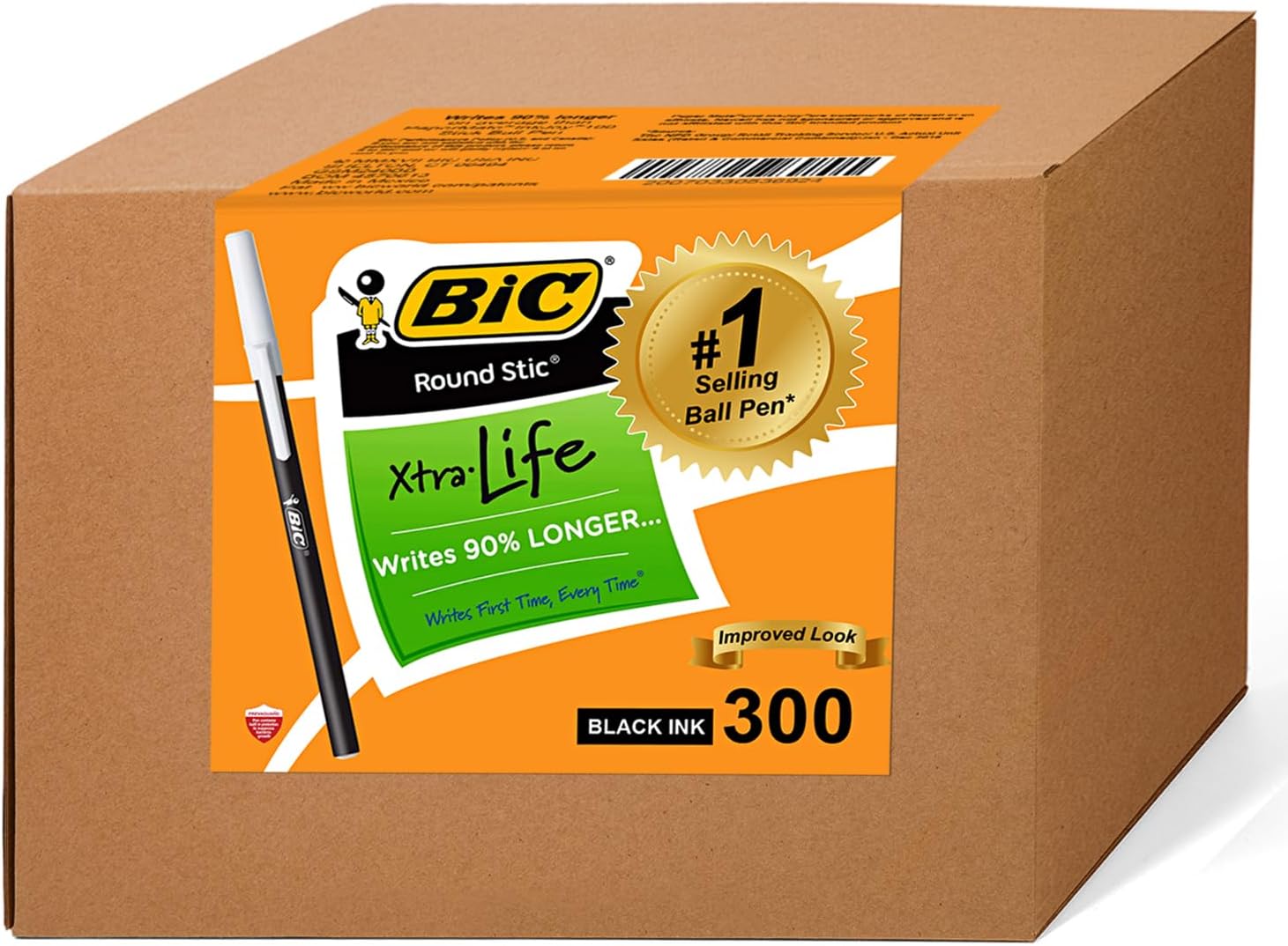 Amazon.com : BIC Round Stic Xtra Life Bulk Pens Ballpoint - Pack of 300 Black Ink Pens - Medium ...