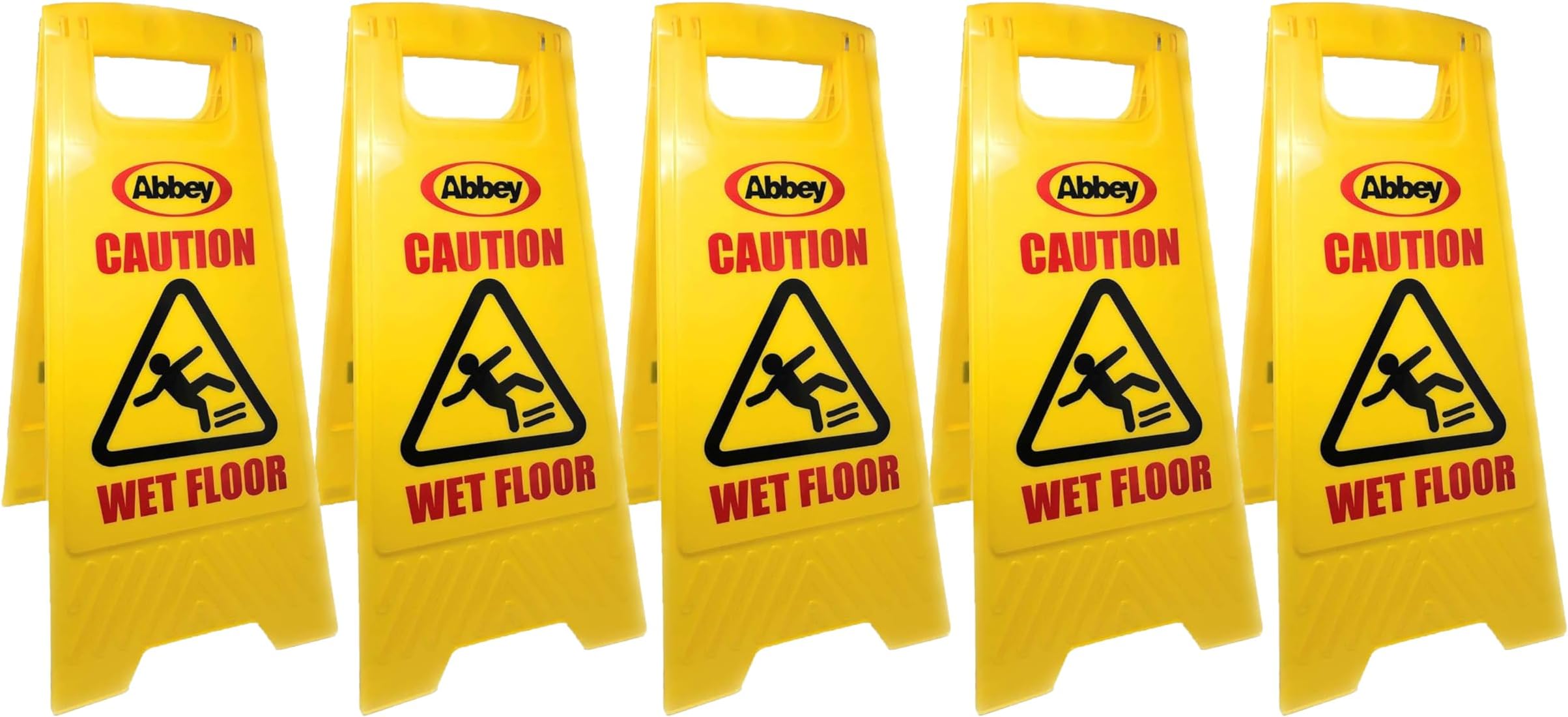 Abbey Pack of 5 Warning Caution Wet Floor Sign Yellow 640mm Height ...