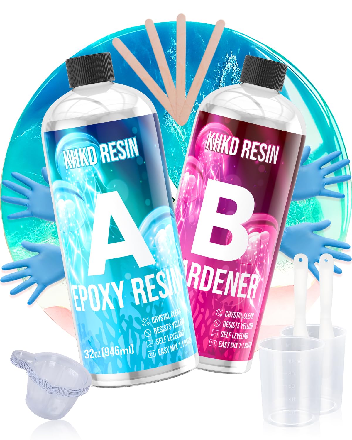 Self-leveling High Gloss Epoxy For Jewelry KHKD RESIN Epoxy Resin Kit ...