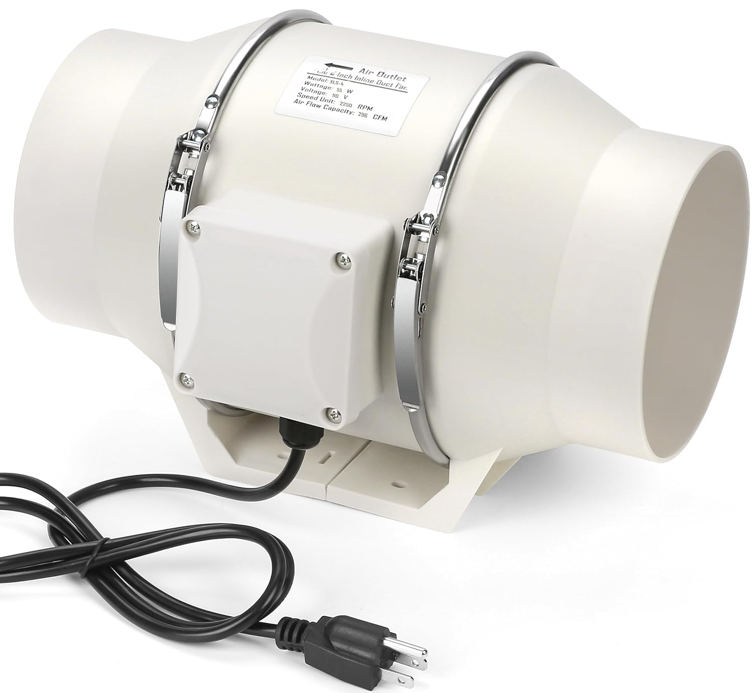 Amazon.com: MEOZRI 4 Inch Duct Inline Ventilation Exhaust Fan 296 CFM ...