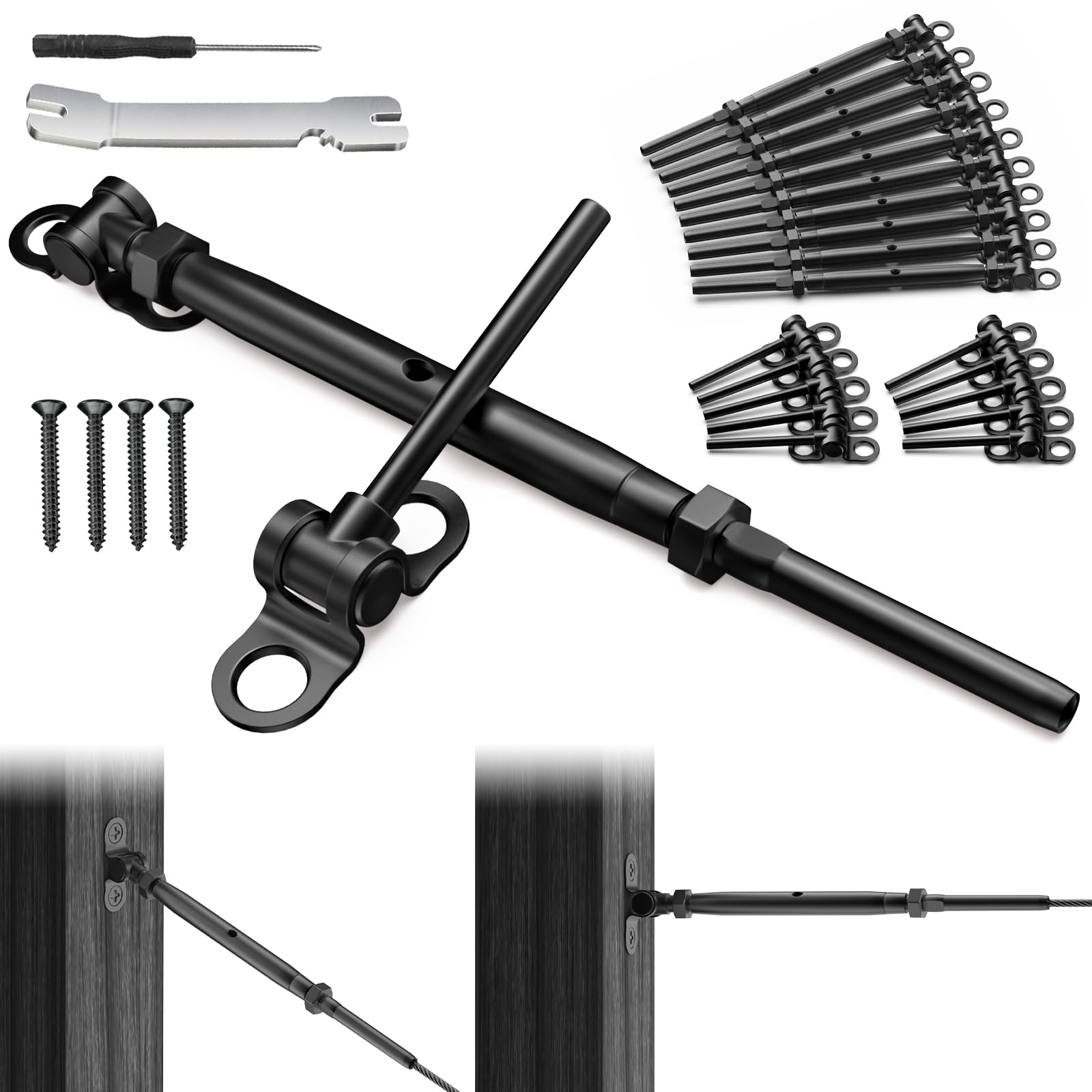 Buy BLIKA 10 Pair 1/8" Black Cable Railing Kit Swage Toggle Turnbuckle ...