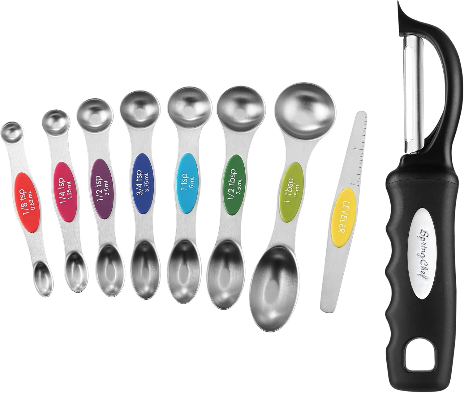 Amazon.com: Spring Chef Dual Sided Magnetic Measuring Spoons Set, Multi ...